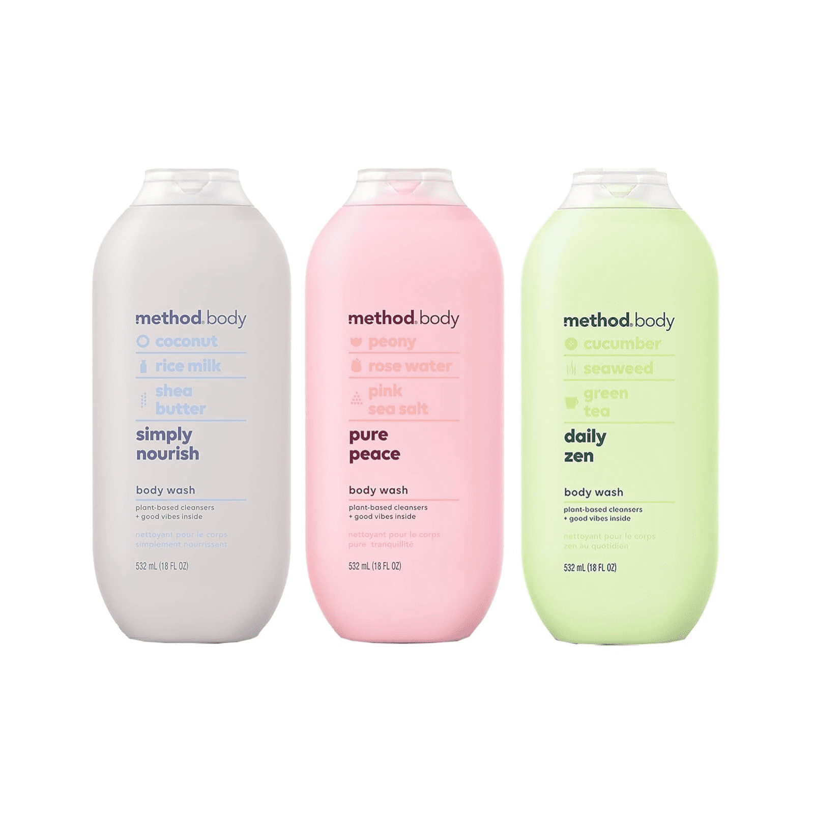 Method Body Wash 3 Scent Variety Pack, 1 Simply Nourish, 1 Pure Peace ...