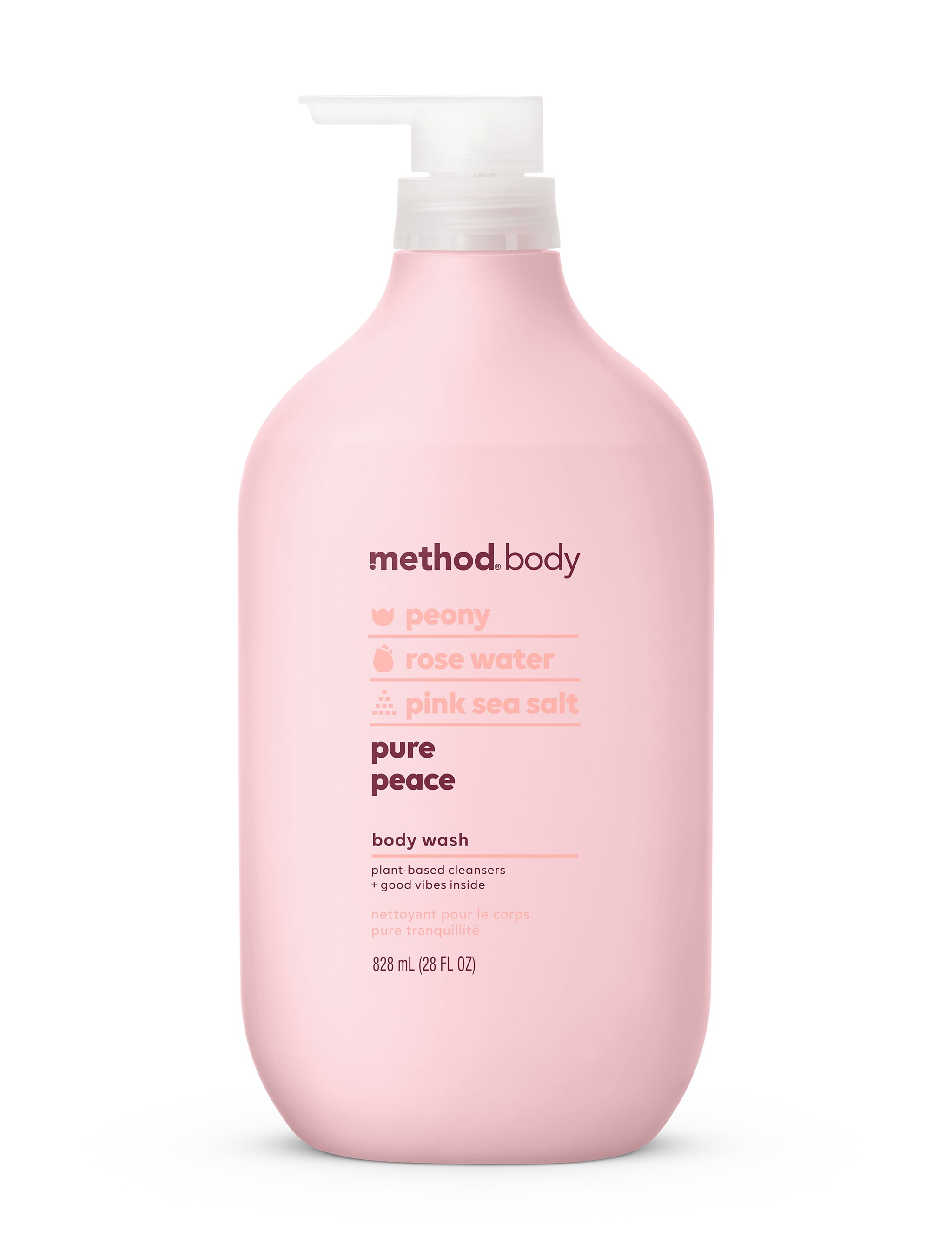 method Body Wash Pure Peace 28oz with Peony Rose Water Pink Sea Salt ...