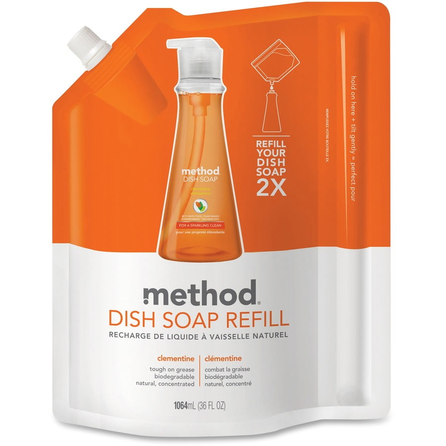 Method Clementine Scent Dish Soap Refill Ultra Grease Fighting 36 Fl