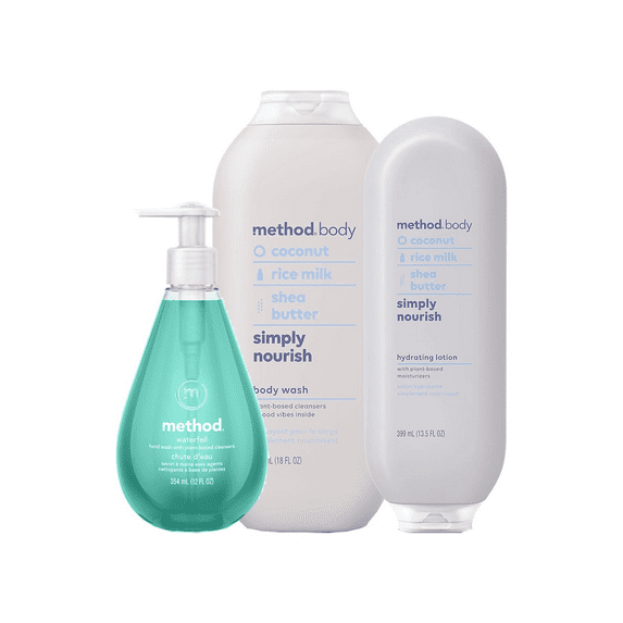 Method Daily Bathroom Set, 1 Body wash 18 oz, 1 Hand Soap 12 oz, 1 ...