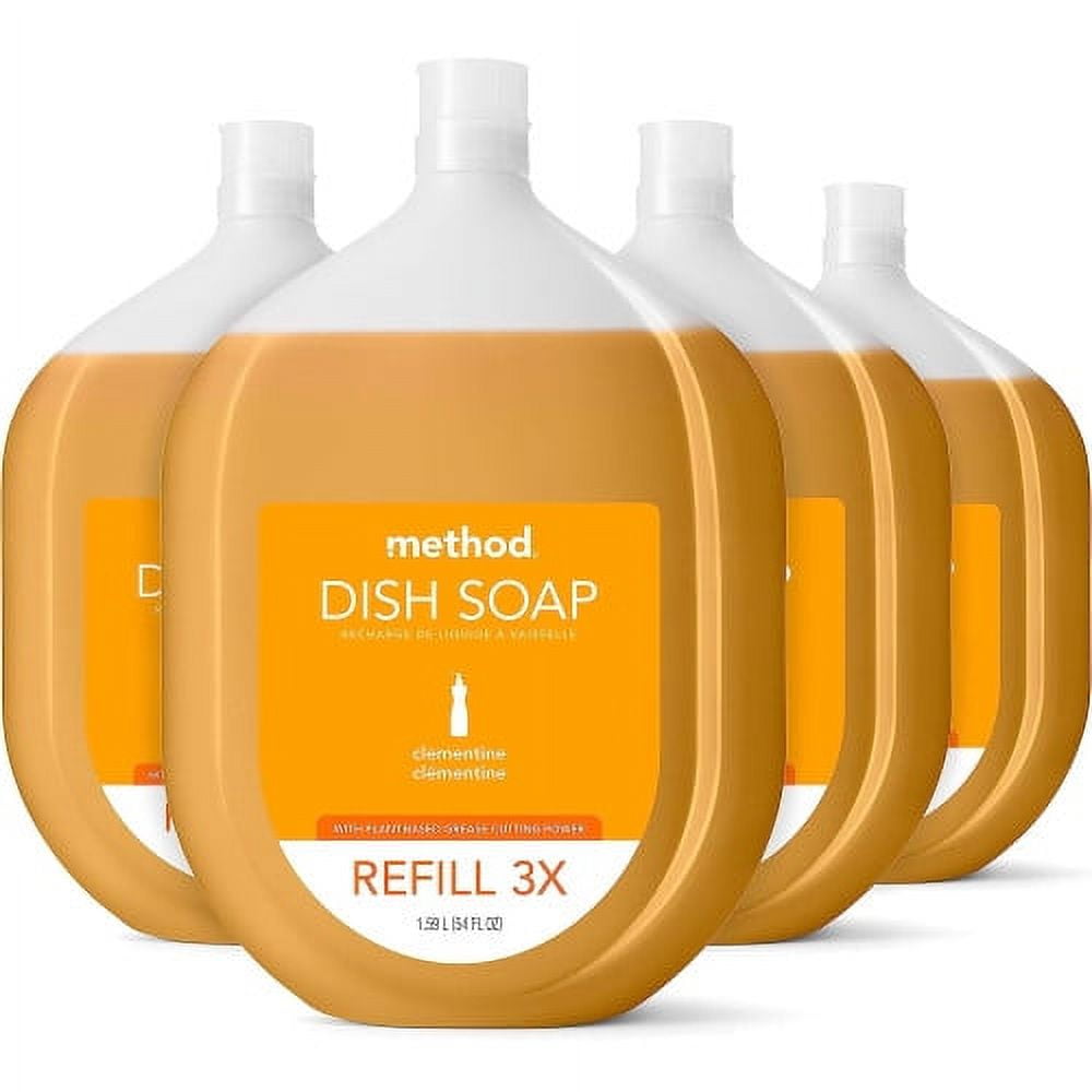 Method Dish Soap Refill Tub, Clementine Scent, 54 oz Tub, 4/Carton ...