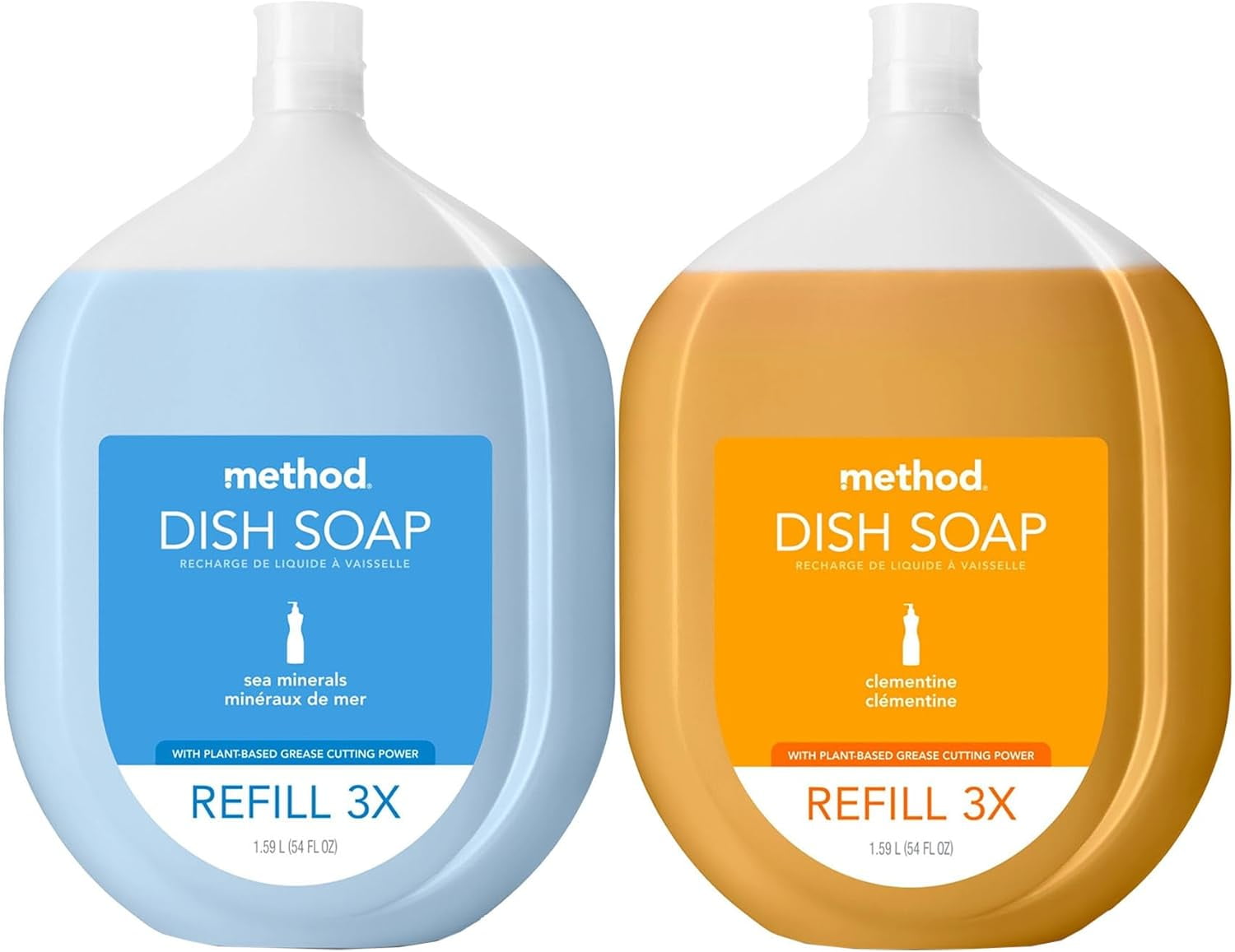 Method Dish Soap Refill Variety Pack, 1 Sea Minerals, 1 Clementine, 54 ...