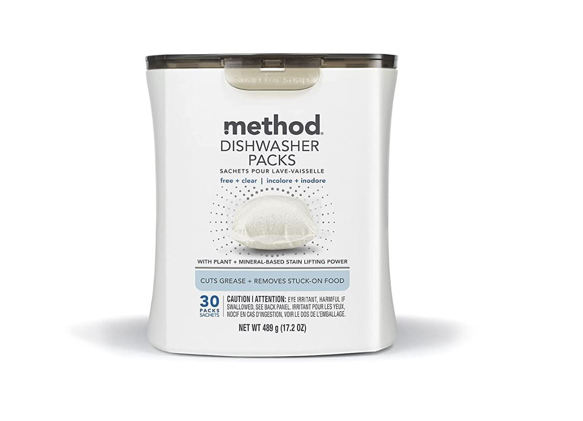 Method Dishwasher Detergent Packs, Free + Clear, 30 Count, 17.2 Ounce ...
