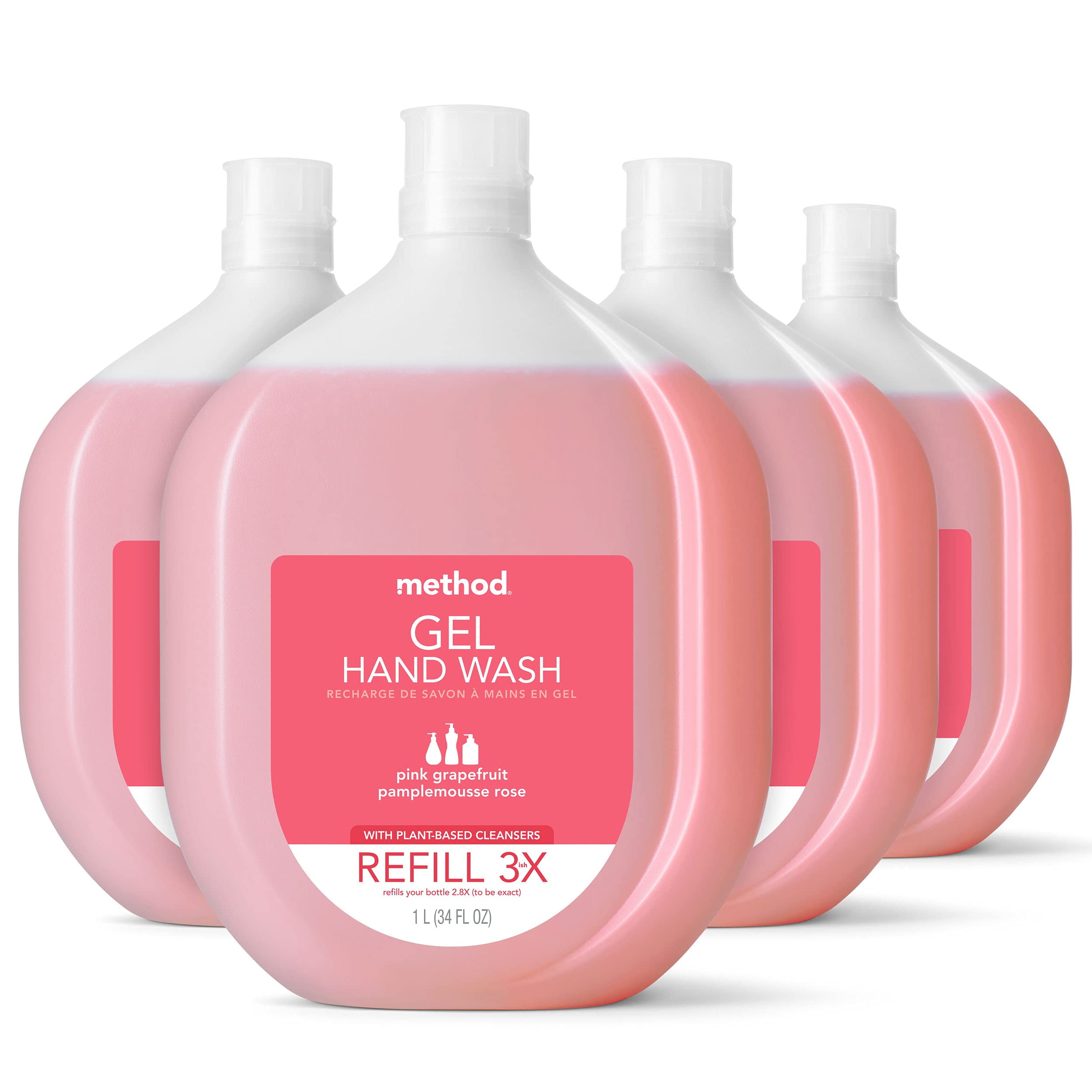 Method Gel Hand Soap Refill, Pink Grapefruit, Recyclable Bottle, 34 Oz ...