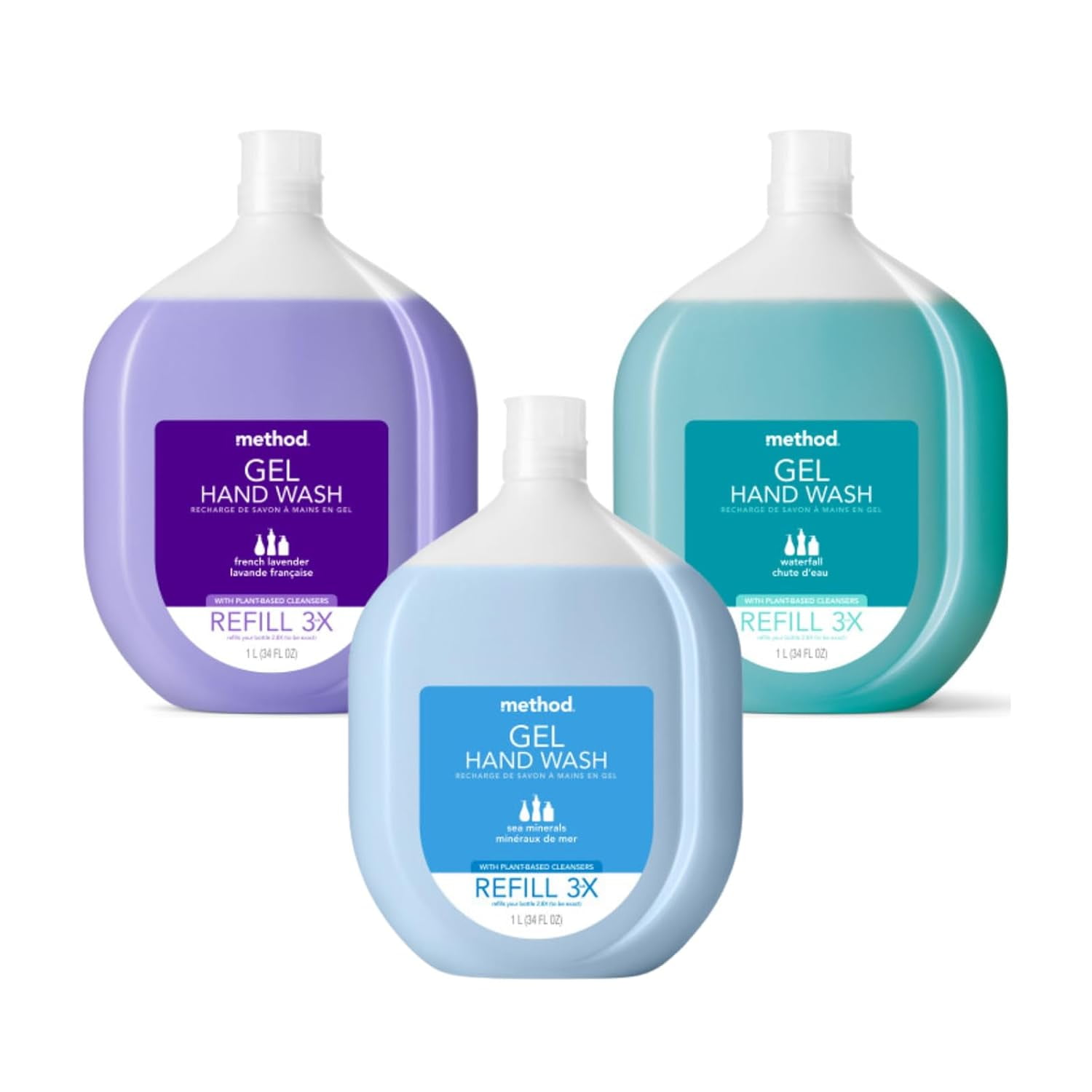 Method Gel Hand Soap Refill Set, 1 Waterfall, 1 French Lavender, 1 Sea ...