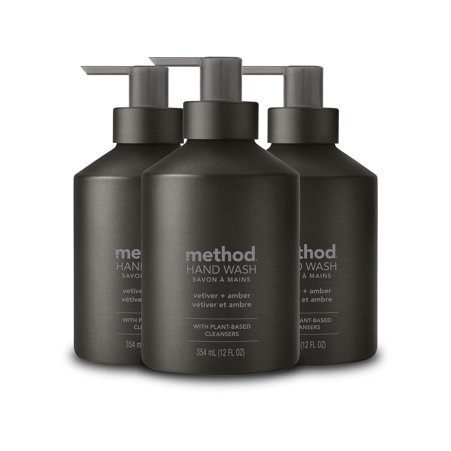 Method Gel Hand Soap, Vetiver + Amber, Reusable Black Aluminum Bottle ...