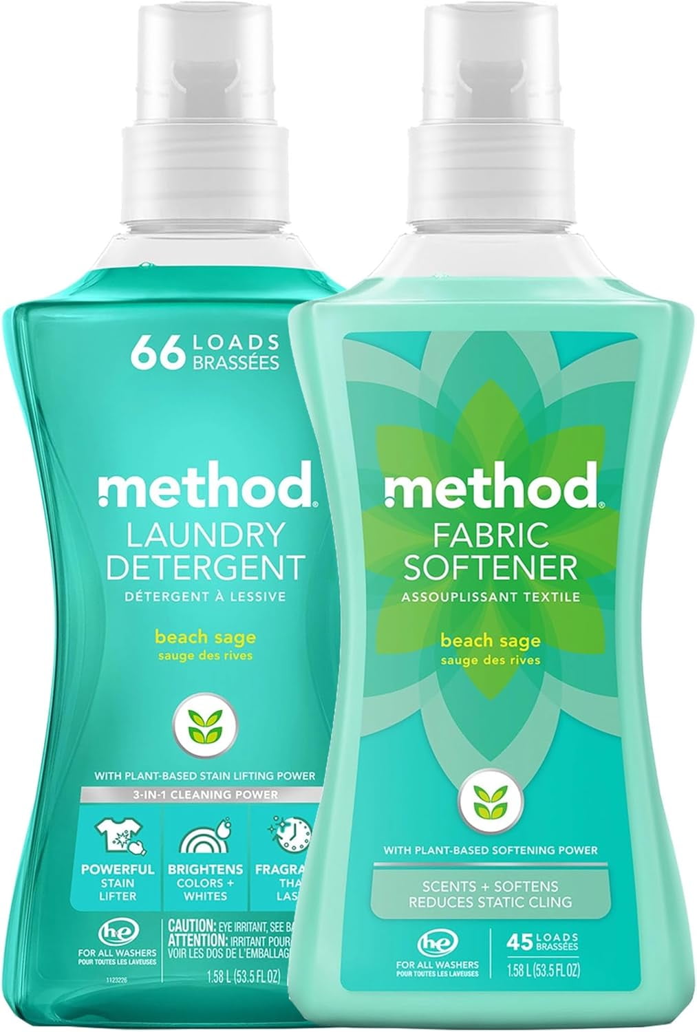 Method Laundry Beach Sage Variety Pack, 1 Laundry Detergent, 1 Fabric ...