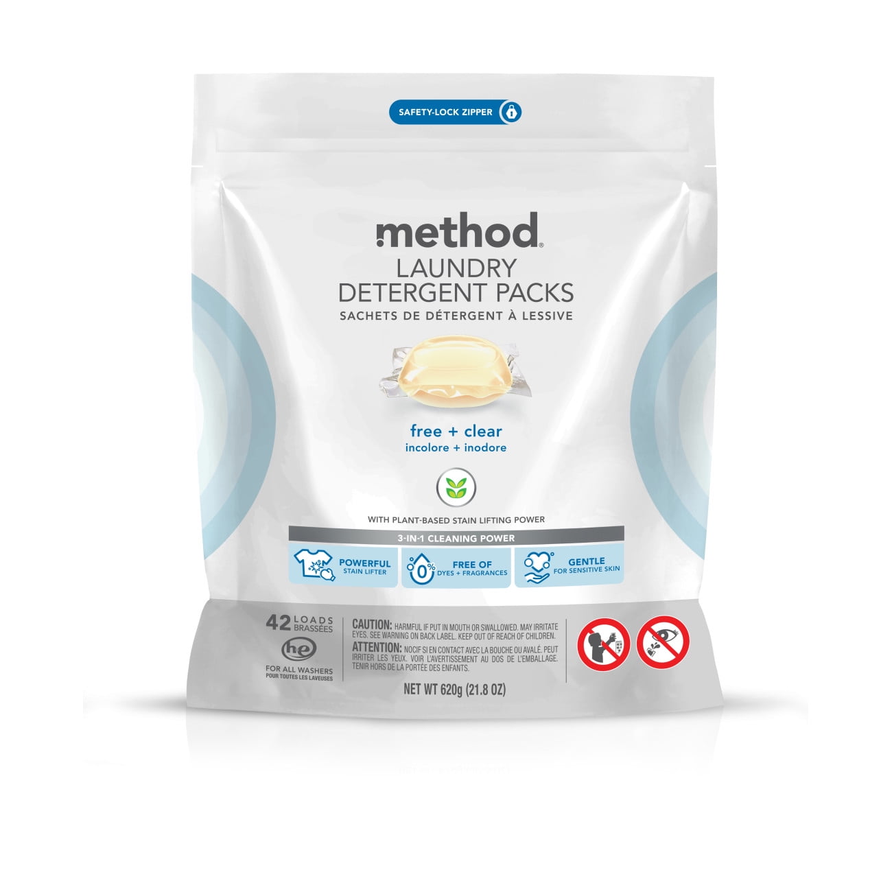 Method Laundry Detergent Packs for Washing Machine, Free + Clear, 42 ...