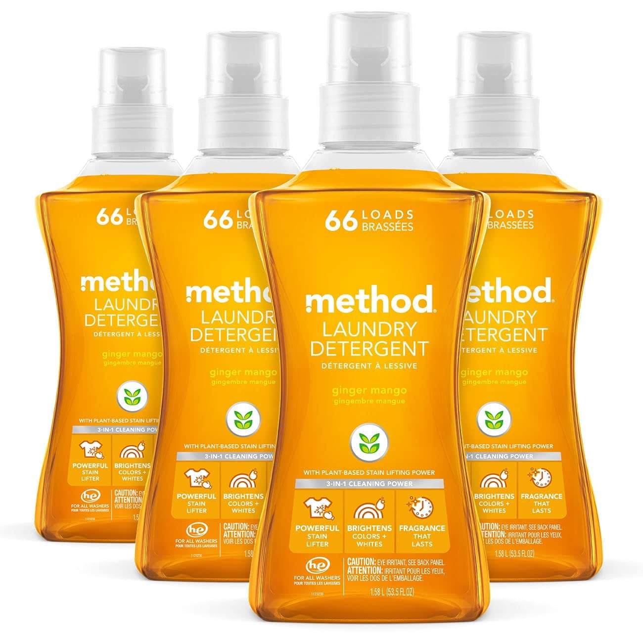 Method Liquid Laundry Detergent; Ginger Mango Scent; Plant-Based Stain ...