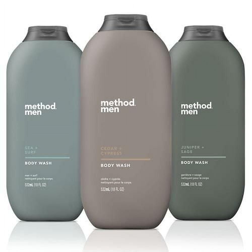 Method Men, 3-Pack Body Wash 18 Oz Each (Sea + Surf, Cedar + Cypress ...