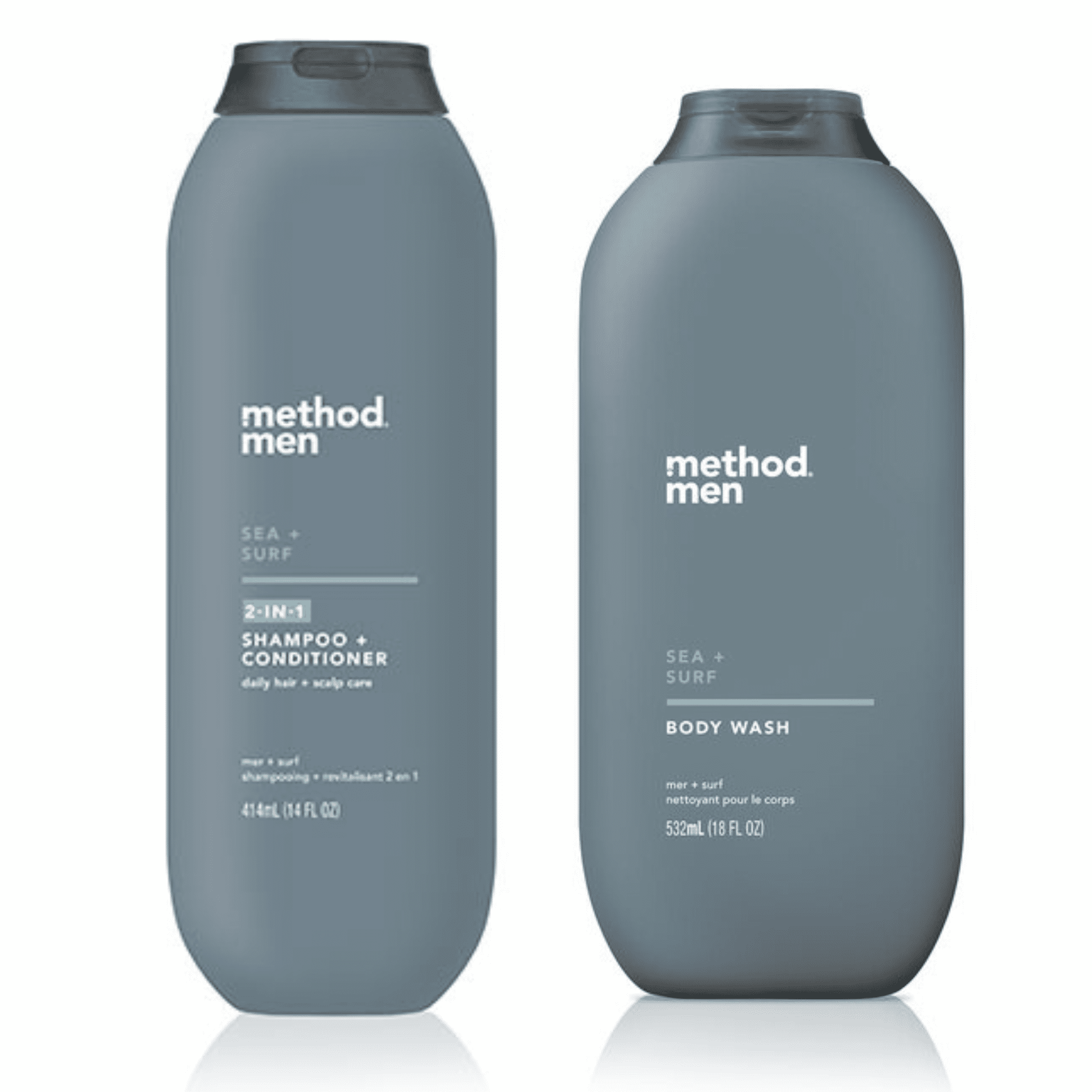 Method Men Body Wash Sea And Surf, 18 Oz. & Shampoo And Conditioner 14 ...