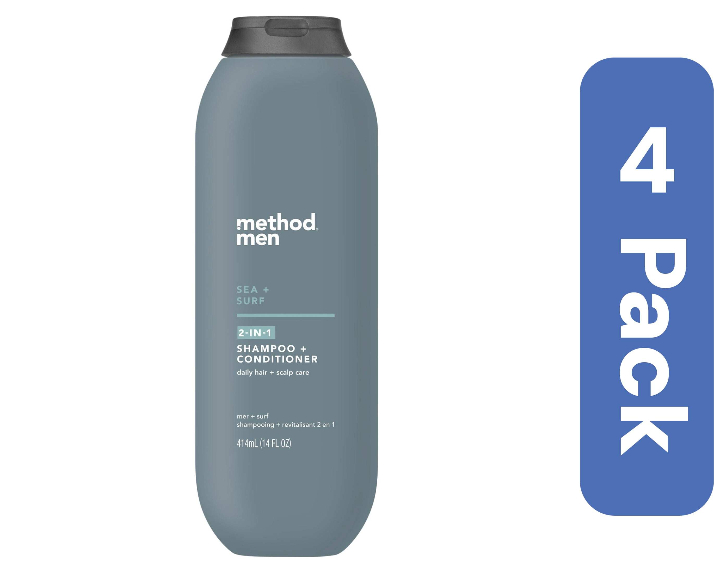 Method Men's 2-in-1 Sea Surf Shampoo 14 oz (Pack of 4) - Walmart.com
