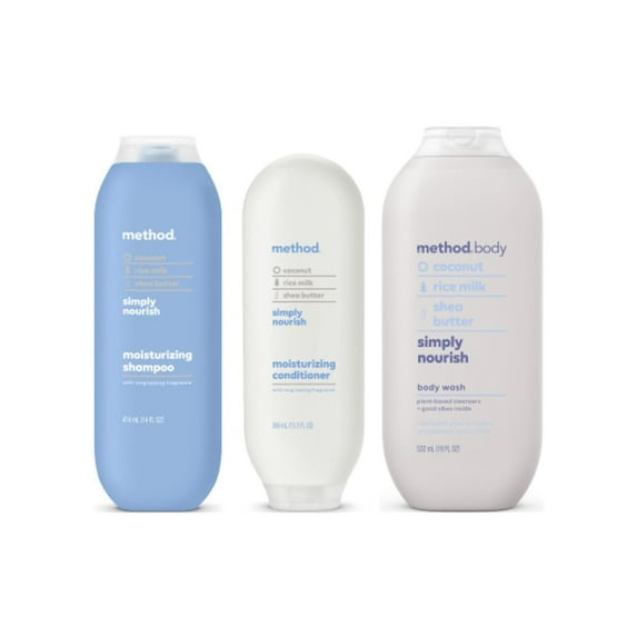 Method Simply Nourish Shampoo, Conditioner, and Body Wash Set (Variety ...
