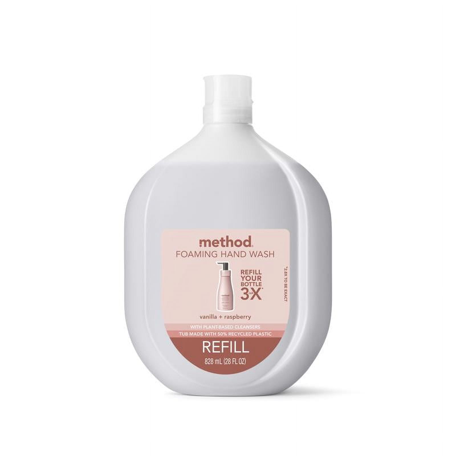 method Vanilla Raspberry Foam Hand Wash, 28 oz Refill, Biodegradable ...