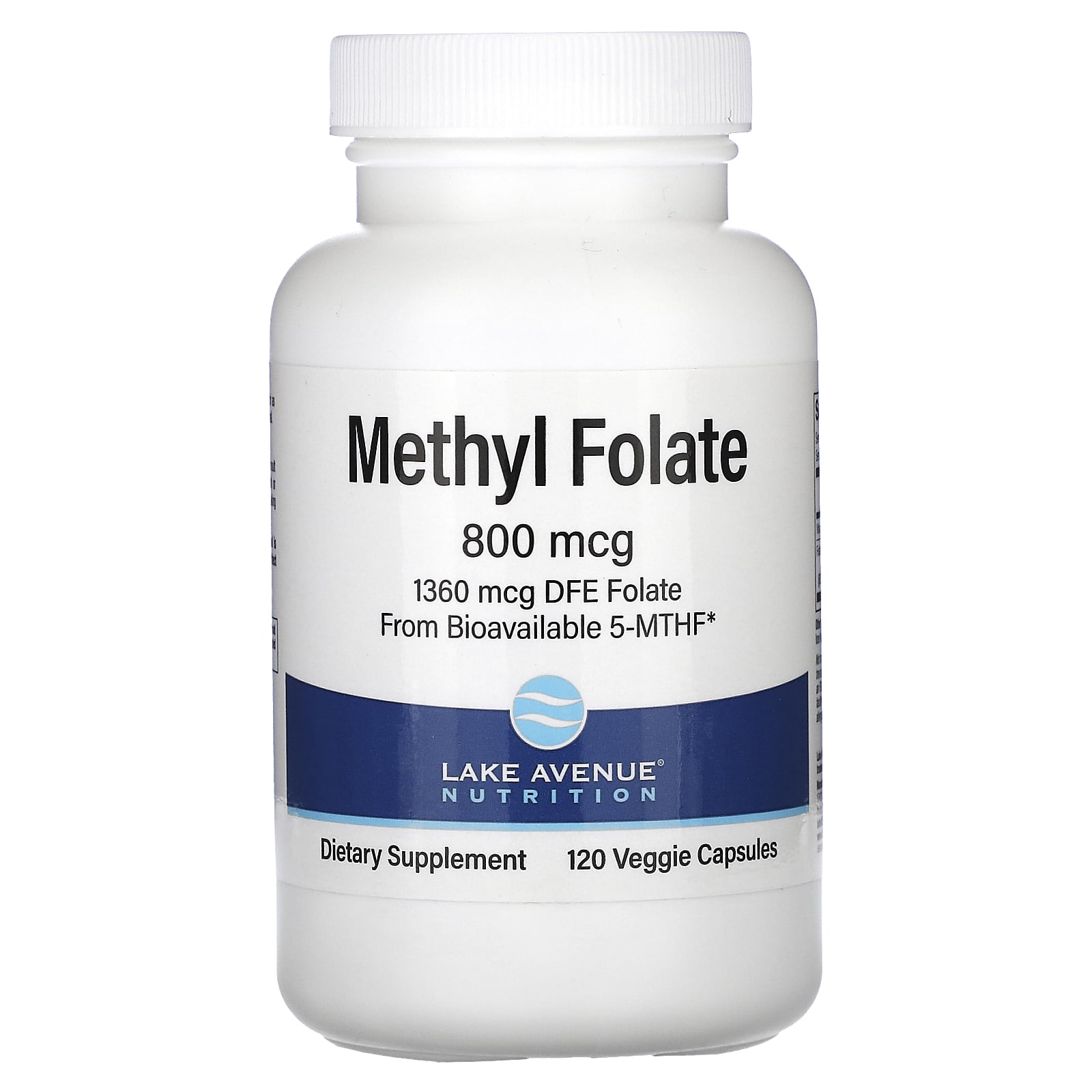 Methyl Folate, 800 mcg, 120 Veggie Capsules, Lake Avenue Nutrition ...
