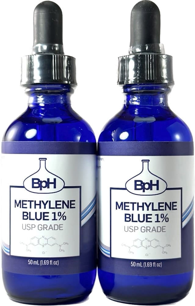 Methylene Blue, 1% USP (Pharmaceutical) Grade: 2×50 mL Twin Pack Glass ...