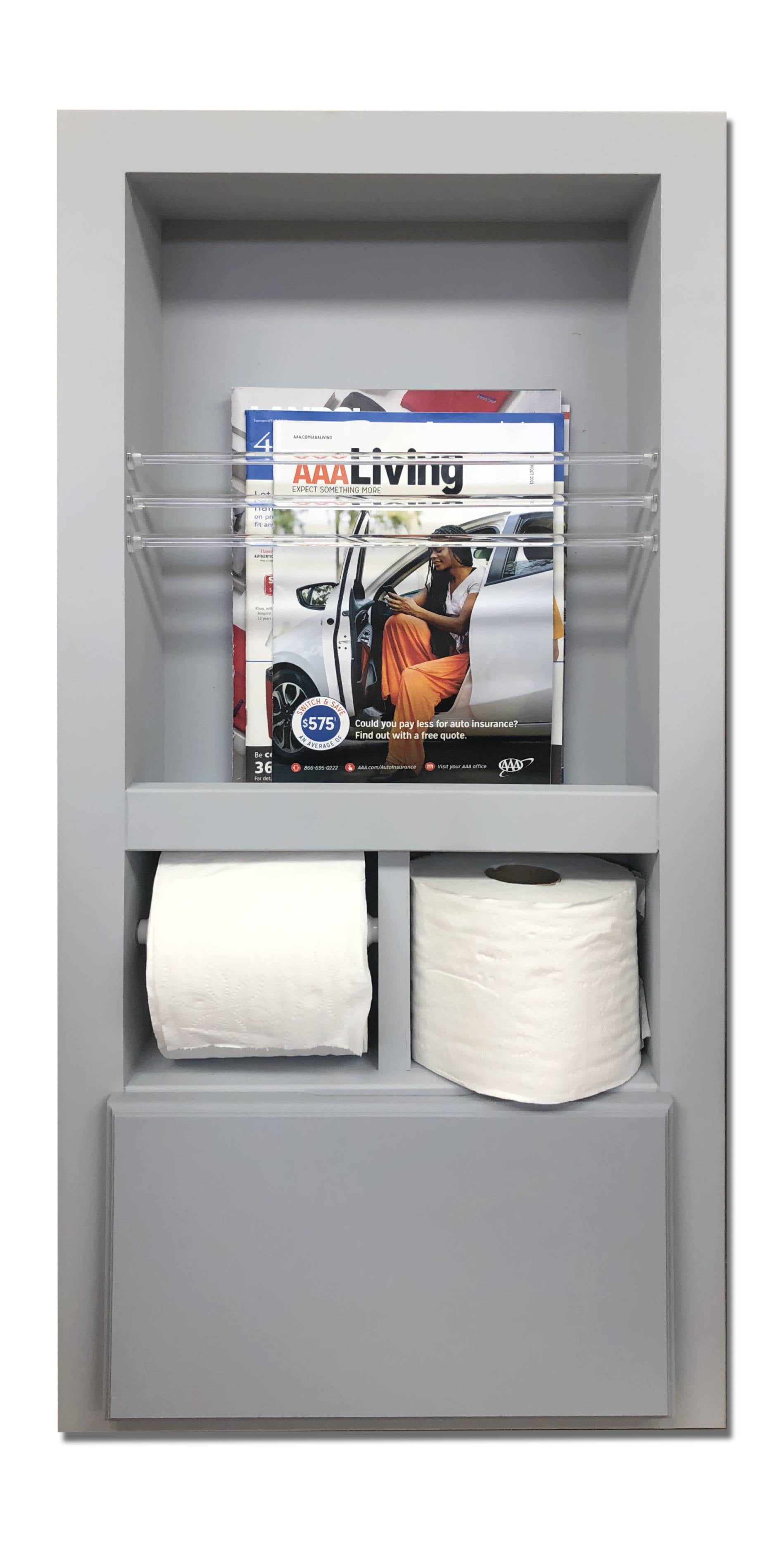 Metis Primed Gray Combination Toilet Paper Holder Recessed Magazine ...