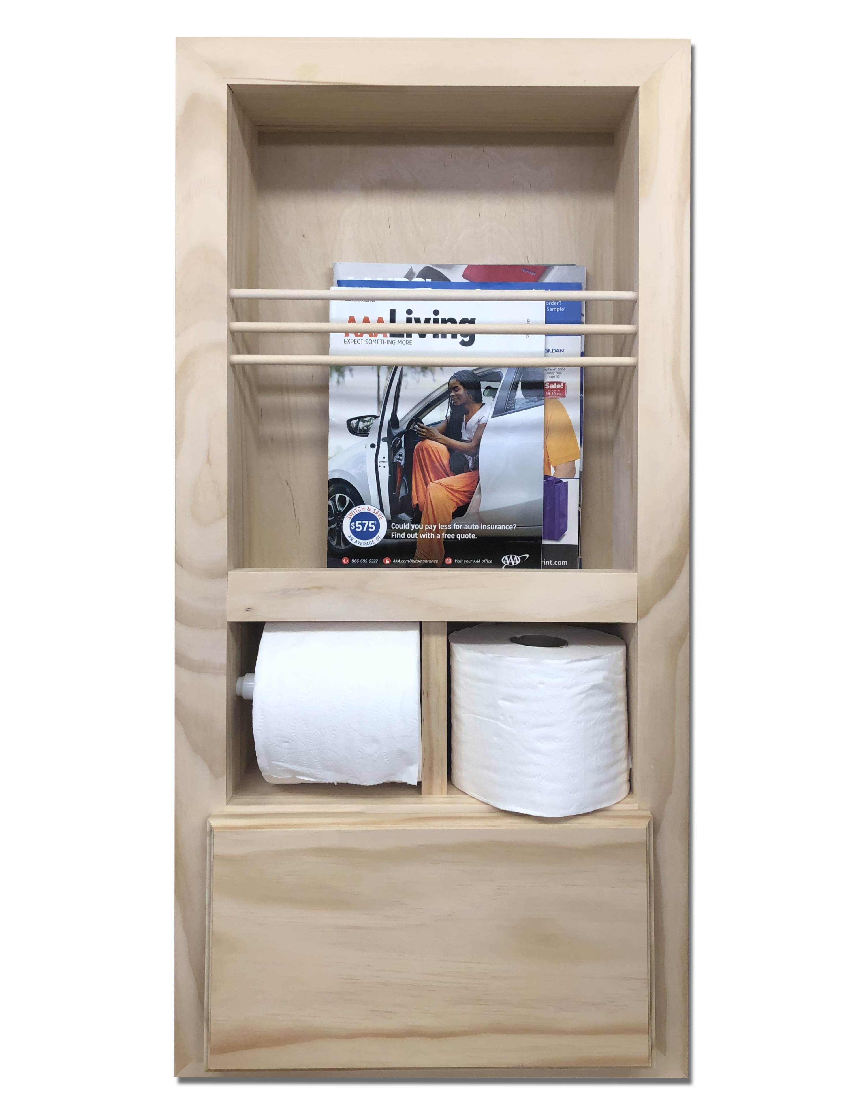 Metis Unfinished Wooden Storage Bathroom Tissue Organizer: Recessed ...
