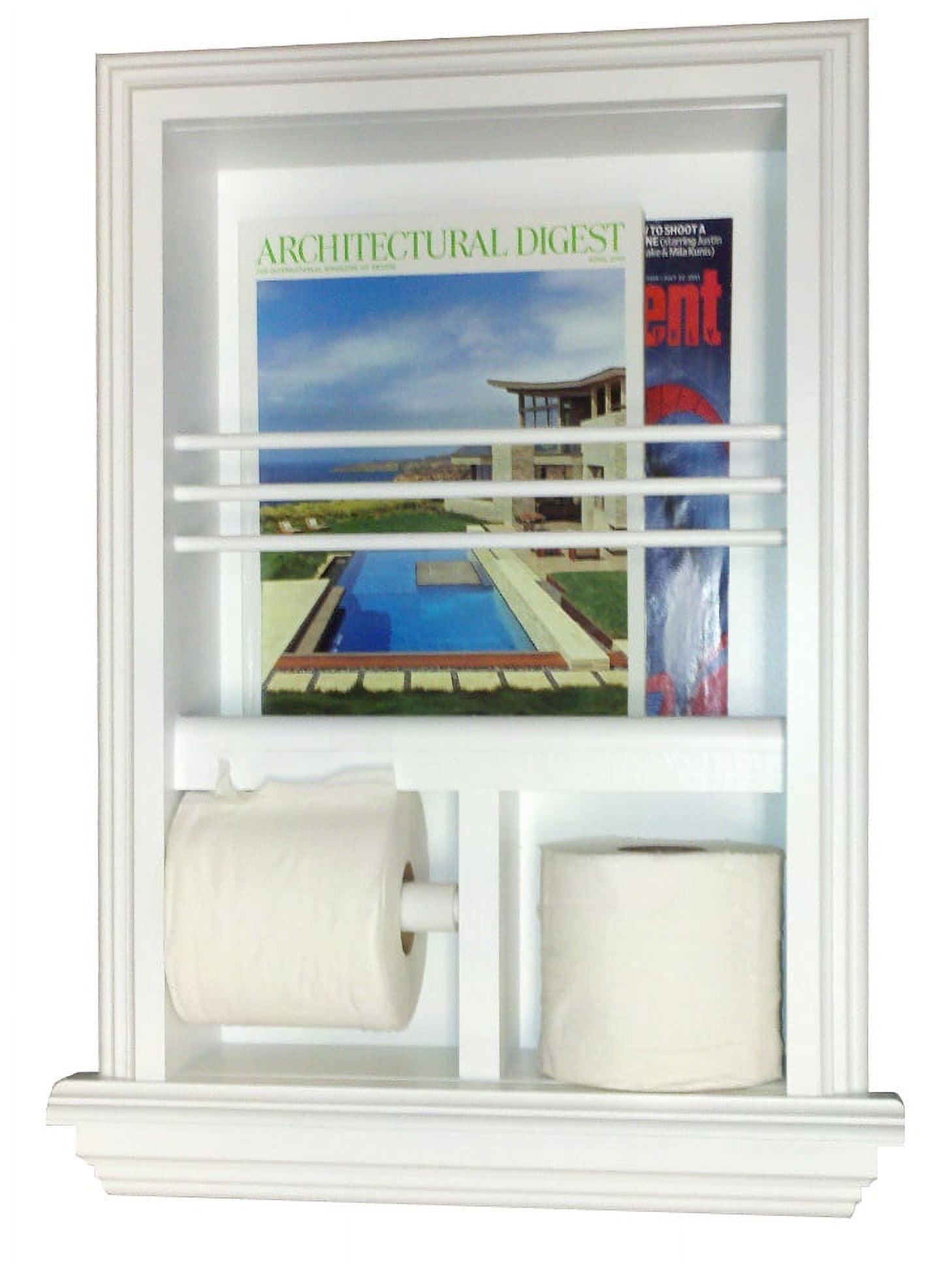 Metis White Enamel Combination Toilet Paper Holder Recessed Magazine ...