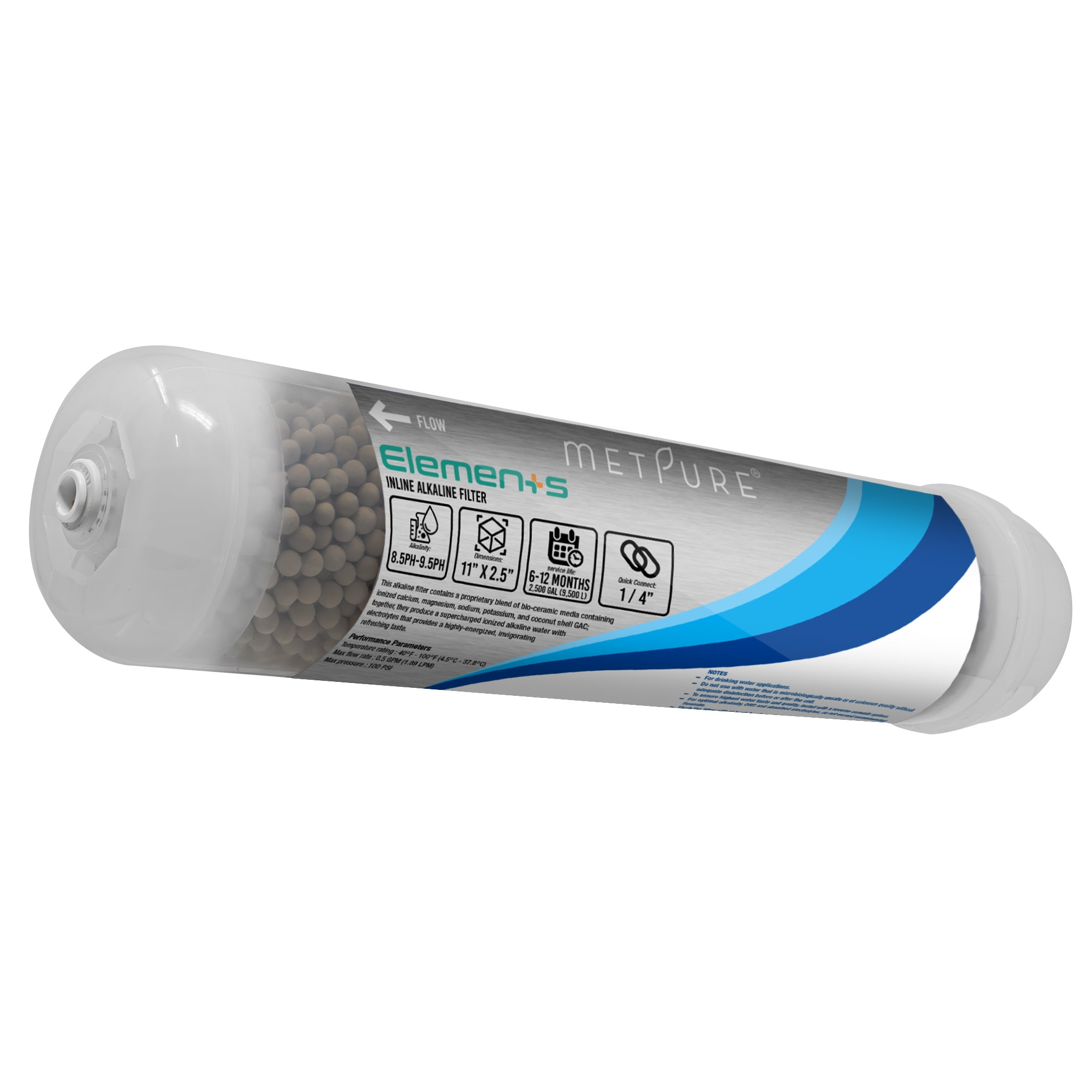 Metpure Elements Inline Antioxidant Alkaline Water Filter 11" x 2.5 ...