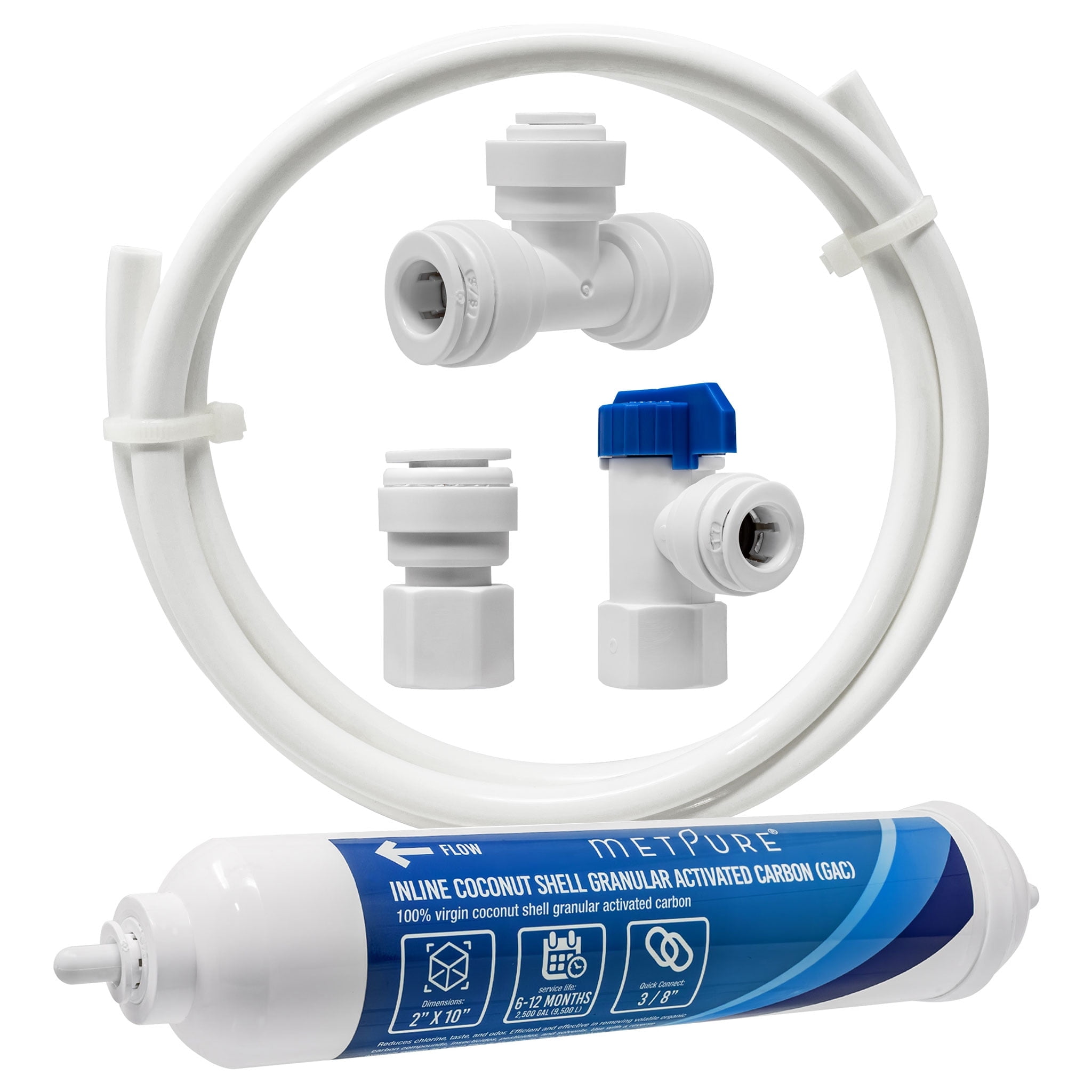 Metpure GAC Inline Filter Conversion 1/4" OD to 3/8” OD Big Flow Kit ...