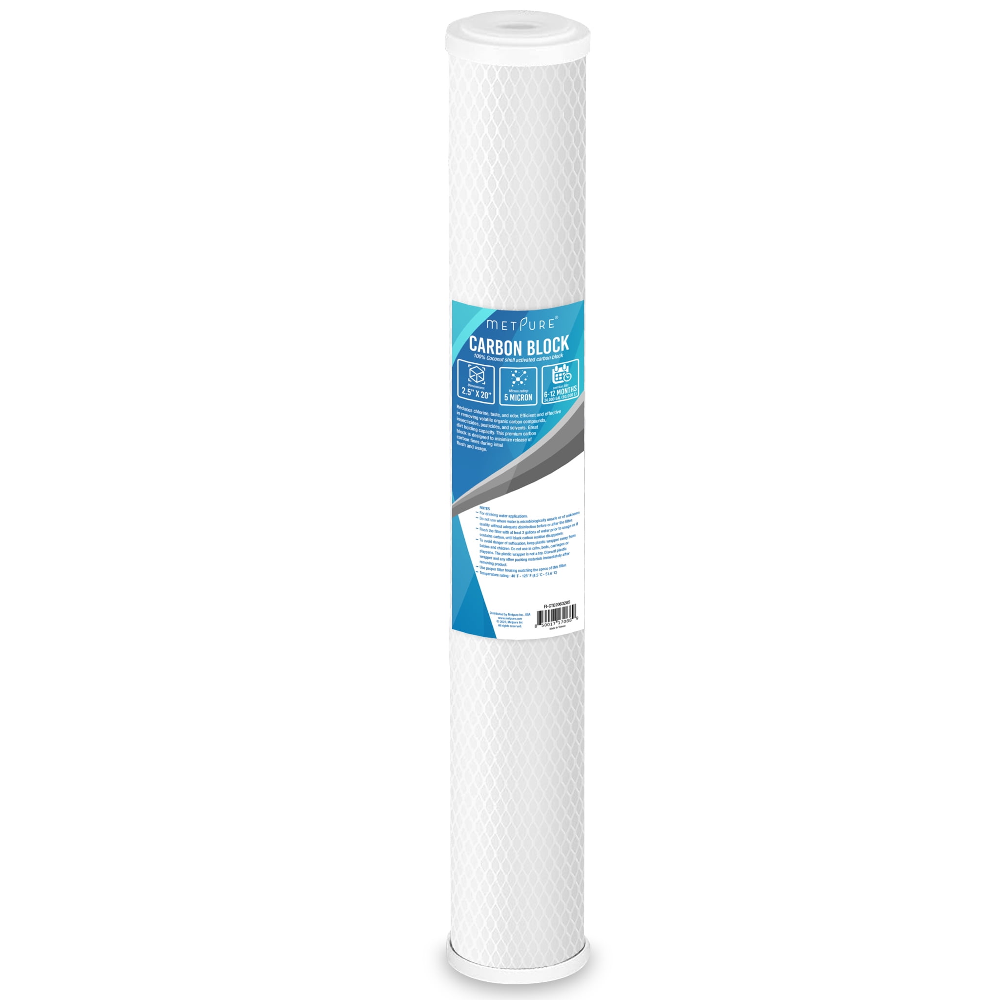 Metpure Universal 5 Micron 20” x 2.5” Whole House Carbon Water Filter ...
