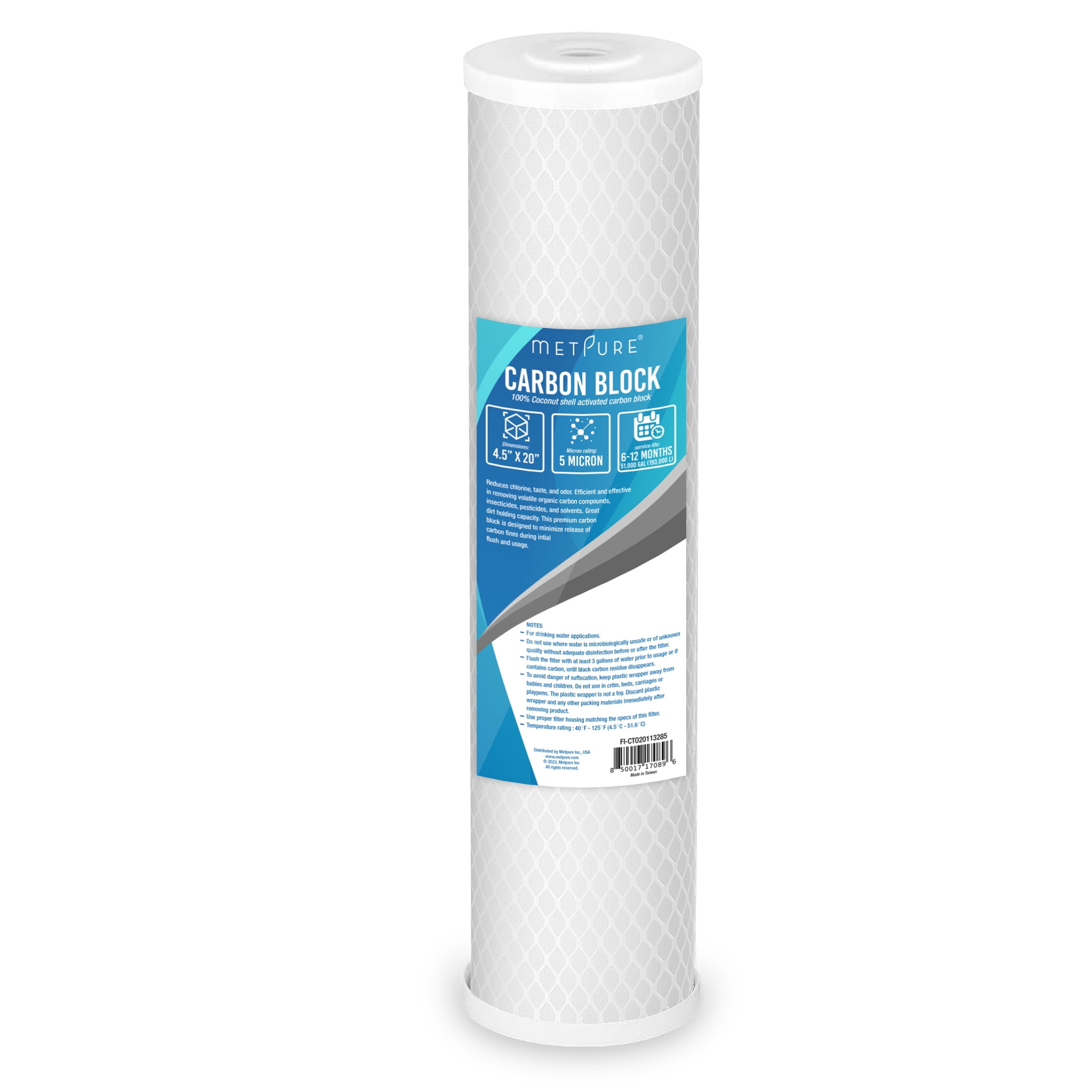 Metpure Universal 5 Micron 20” x 4.5” Whole House Carbon Water Filter ...