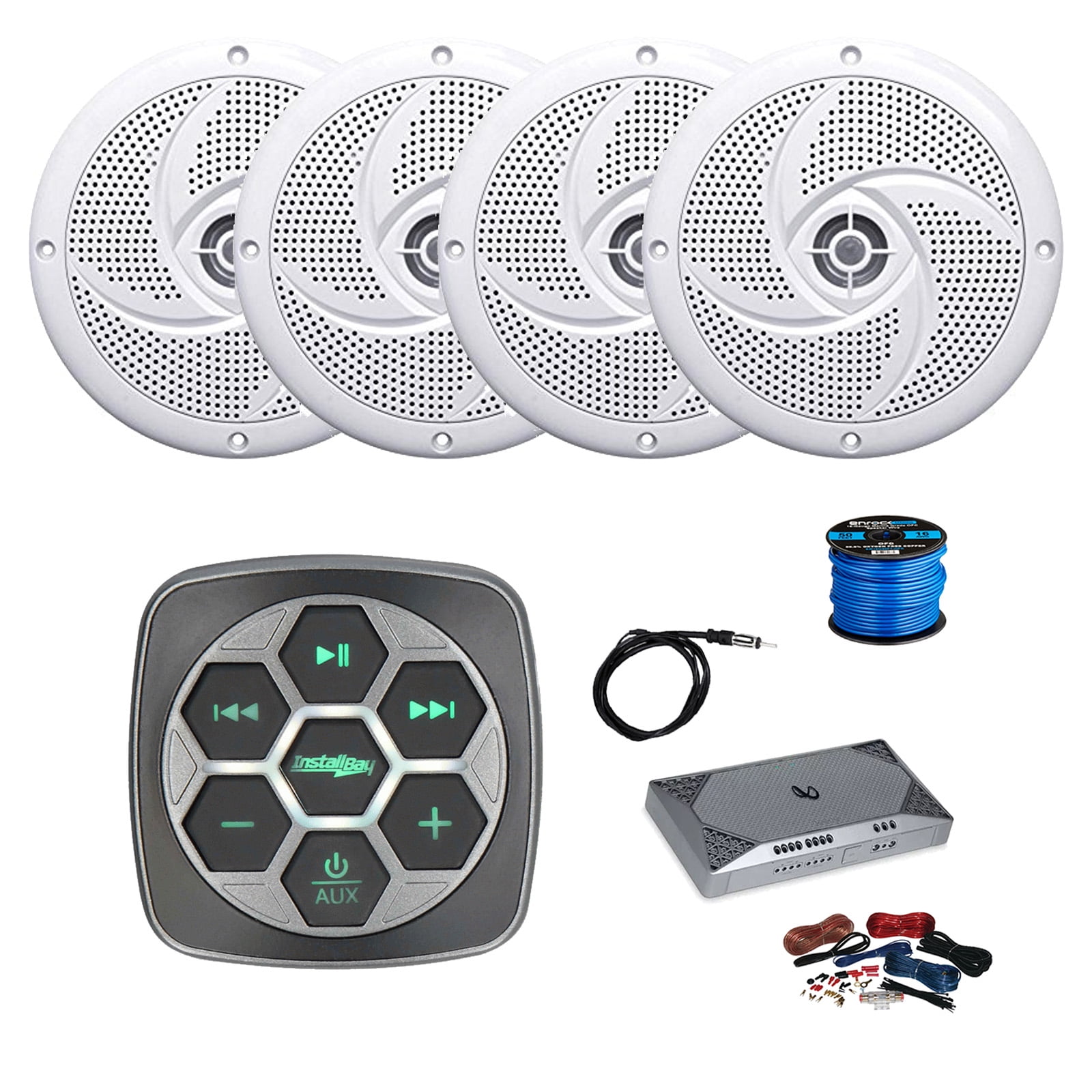 Metra IBBTR19 Marine 3-Zone Bluetooth Controller, 4-Channel Amplifier w ...