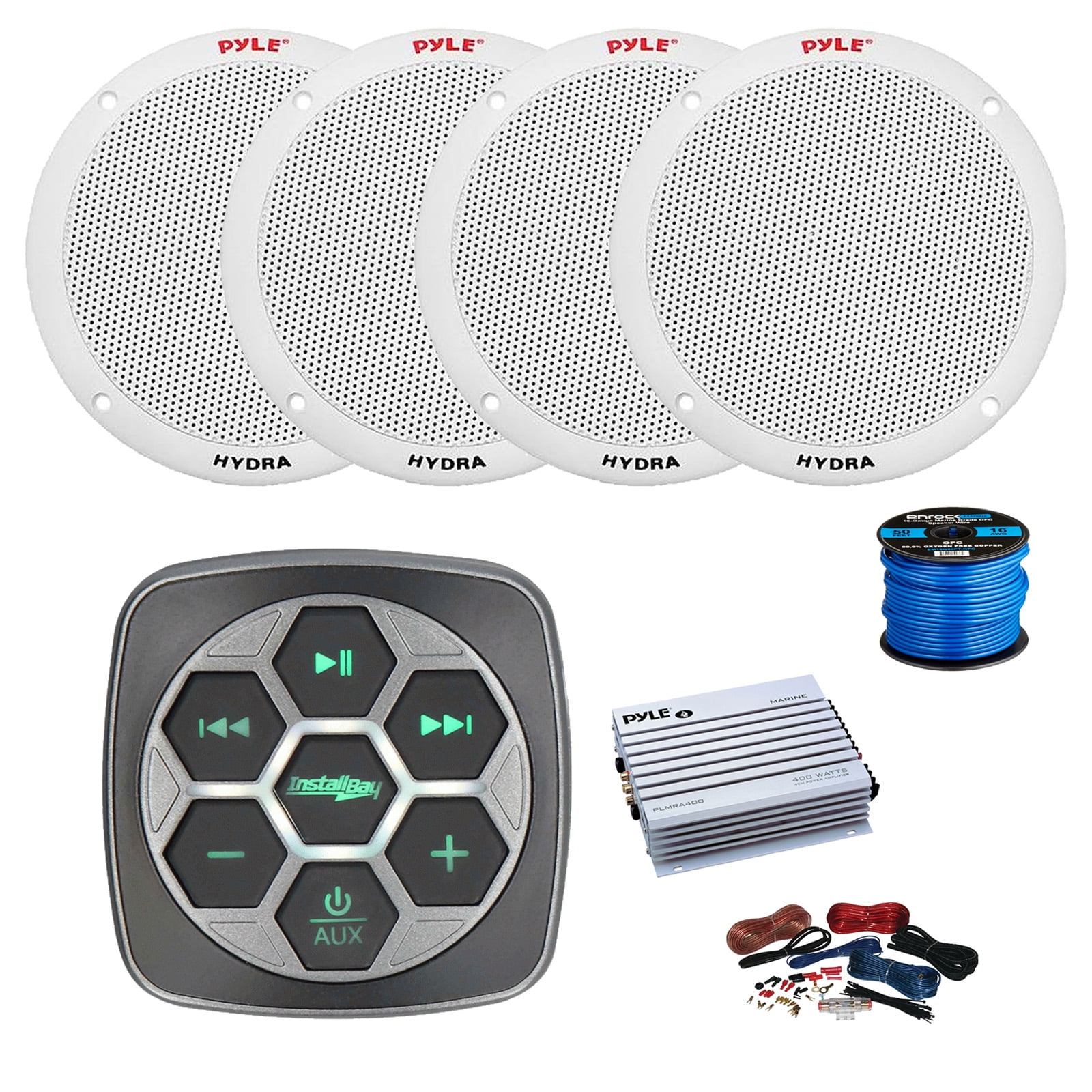 Metra IBBTR19 Marine 3-Zone Bluetooth Controller, 4-Channel Amplifier w ...