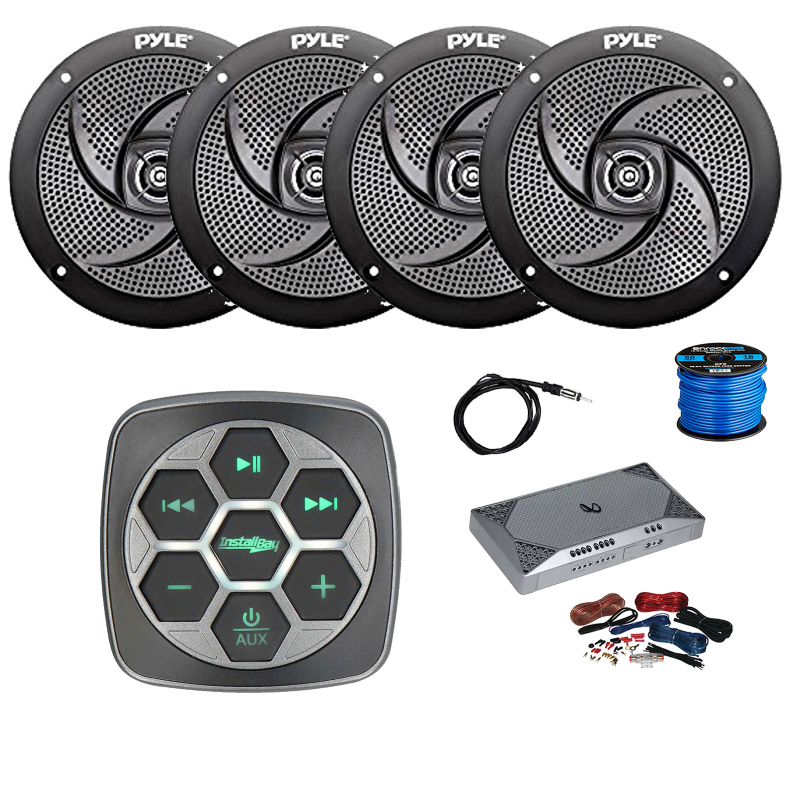 Metra IBBTR19 Marine 3-Zone Bluetooth Controller, 4-Channel Amplifier w ...