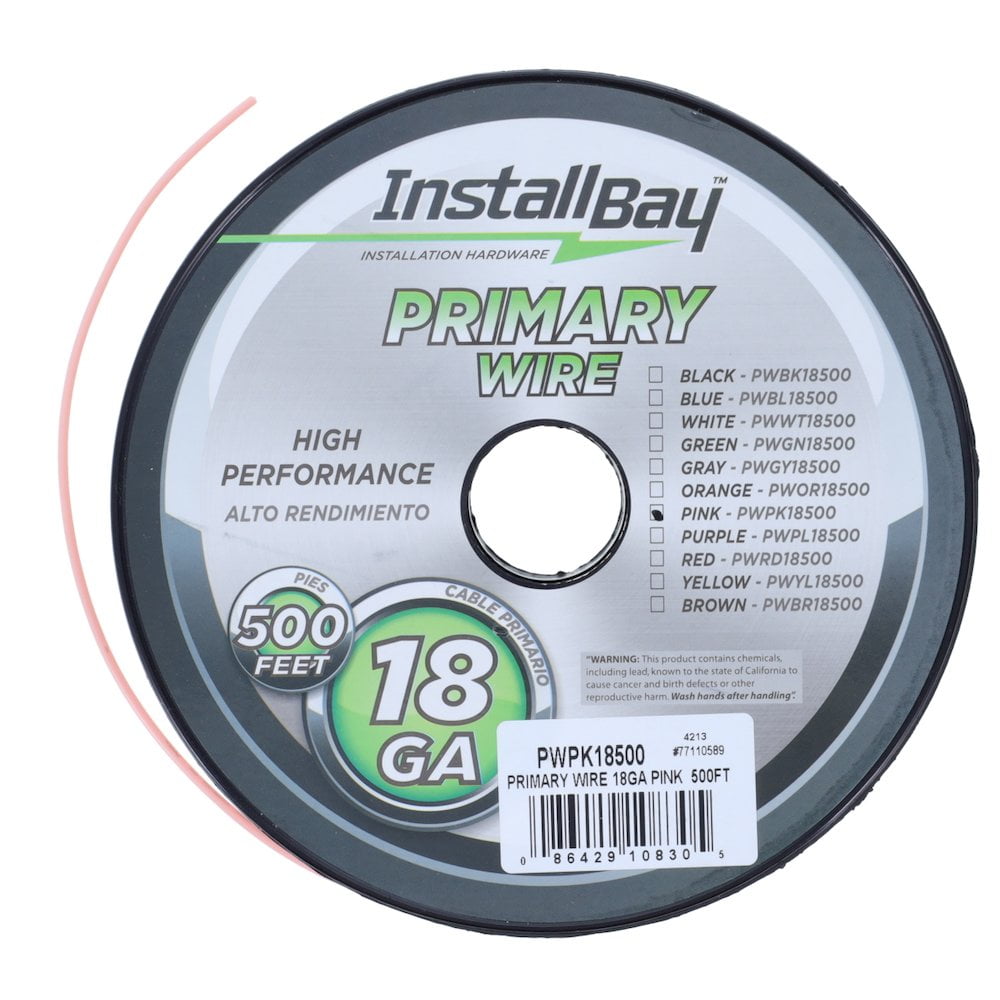 InstallBay by Metra Primary Wire 18GA Copper Pink Coil 500ft - Walmart.com
