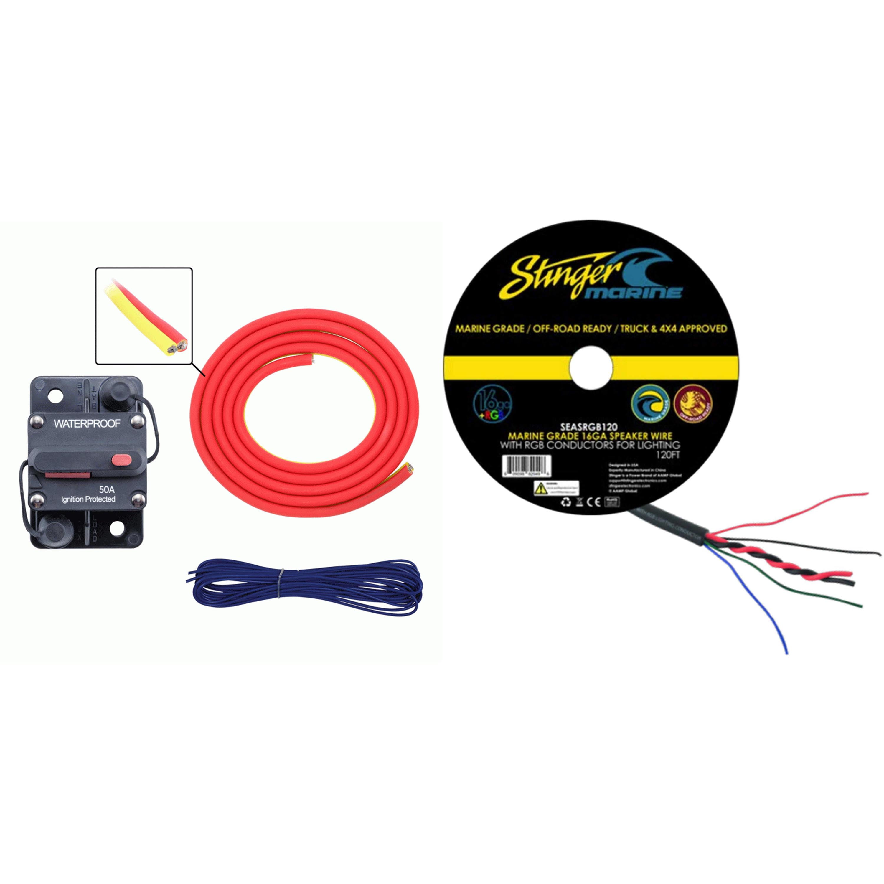 Metra MLAK4-10 100 Amp Breaker 4GA Tinned Pure Copper 10 foot Marine ...