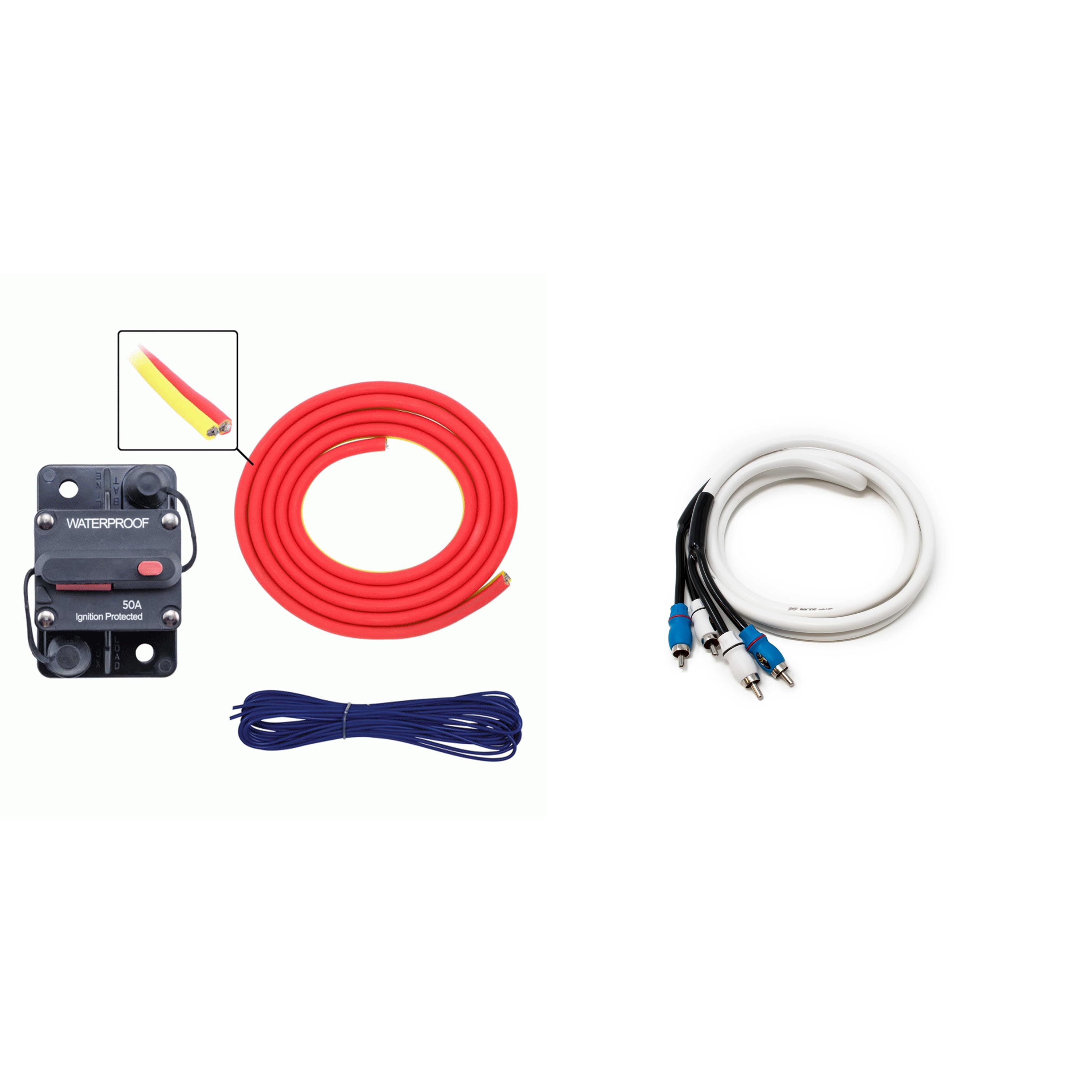 Metra MLAK8-10 50 Amp Breaker 8GA Tinned Pure Copper 10 foot Marine ...