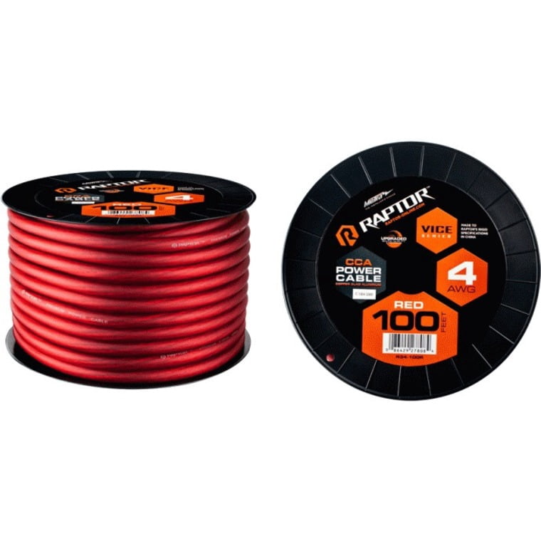 Raptor R3R4-100 100' 4 AWG Red CCA Vice-Series Power Cable - Walmart ...
