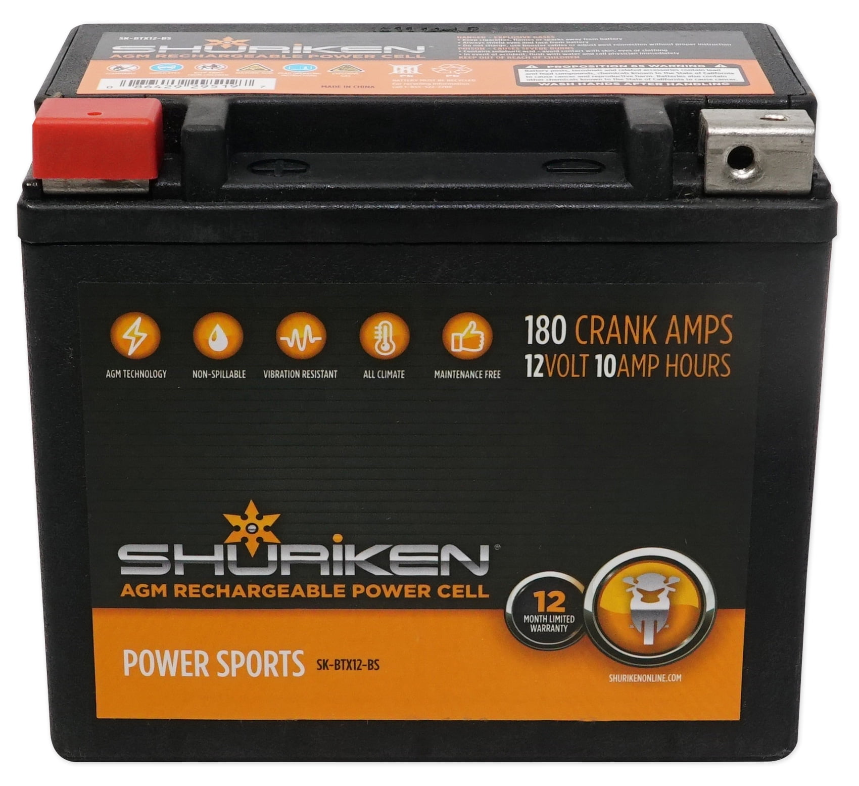 Metra SK-BTX12-BS AGM Battery 180 CCA Crank Amps 4 Boat/ATV/UTV/Cart ...