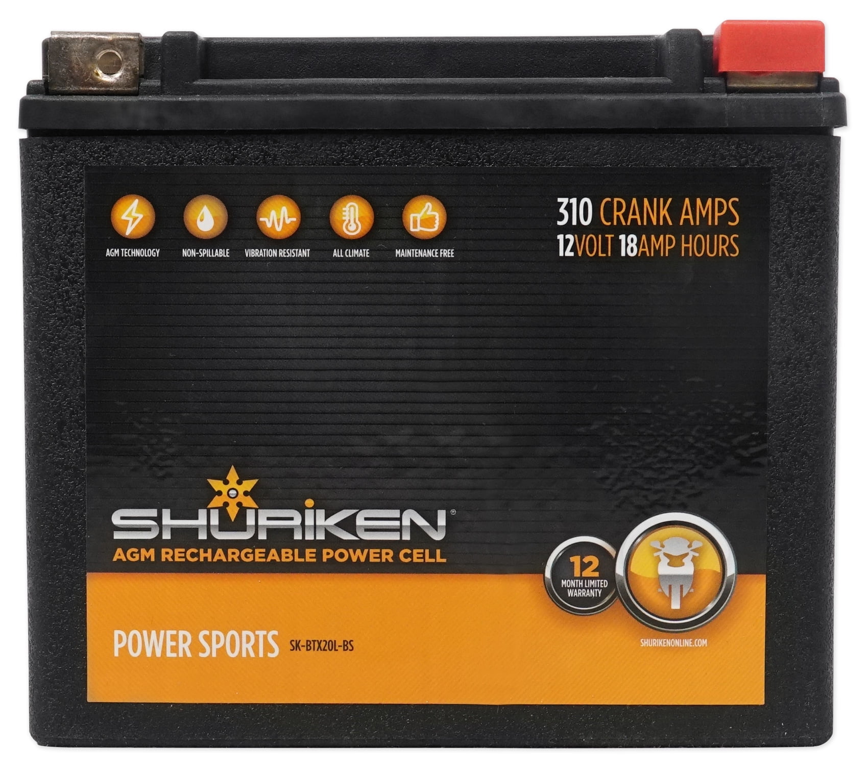 Metra SK-BTX20L-BS AGM Battery 310 CCA Crank Amps 4 Boat/ATV/UTV/Cart ...