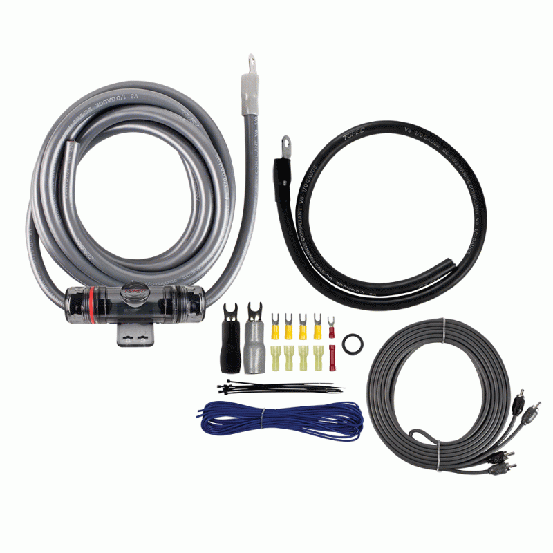 T-Spec v8 SERIES V8-RAK1-0 1/0AWG 3800W AMP KIT WITH RCA - Cable kit ...