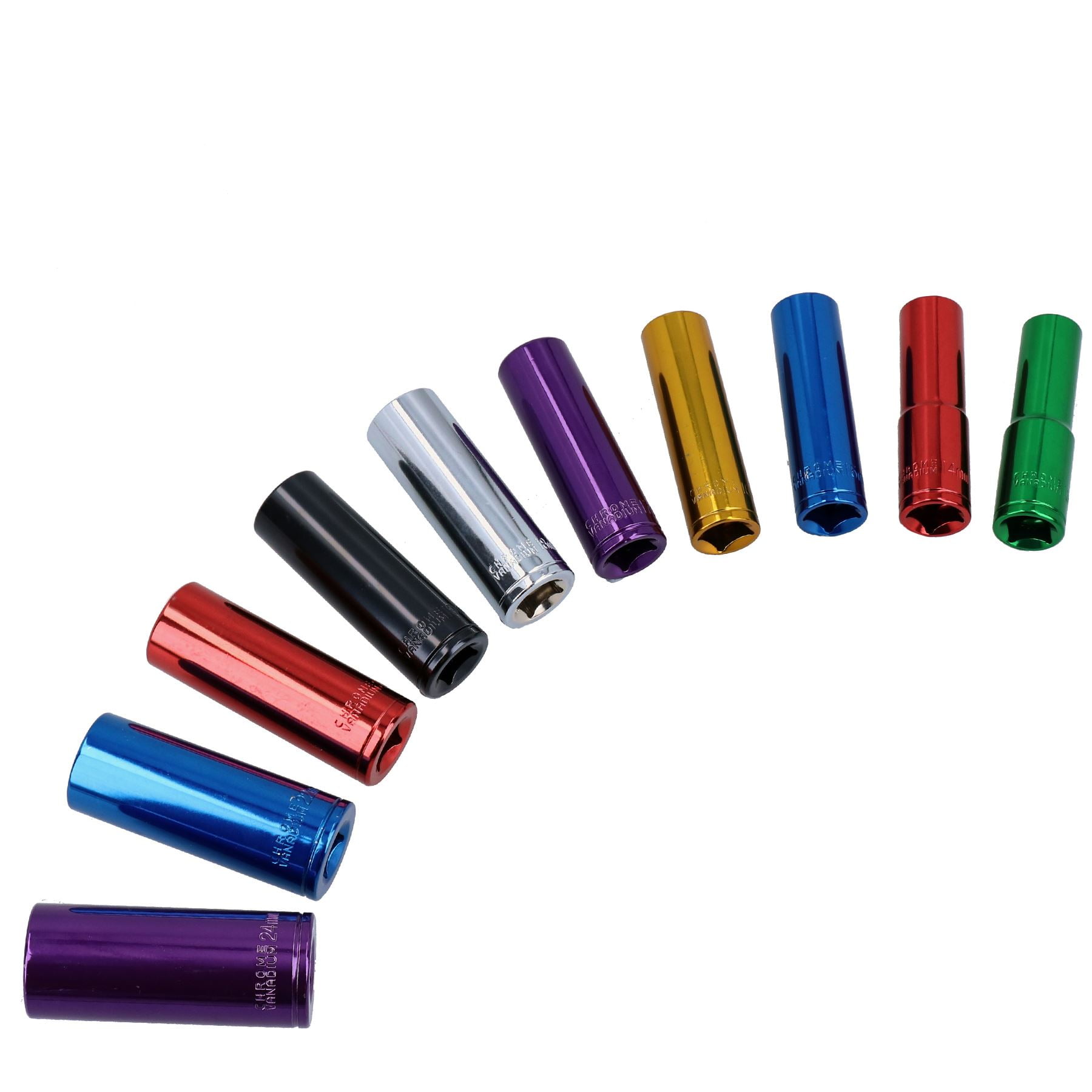 Metric 1/2" Drive Double Deep Colour Coded Sockets 6 Sided 13mm – 24mm ...