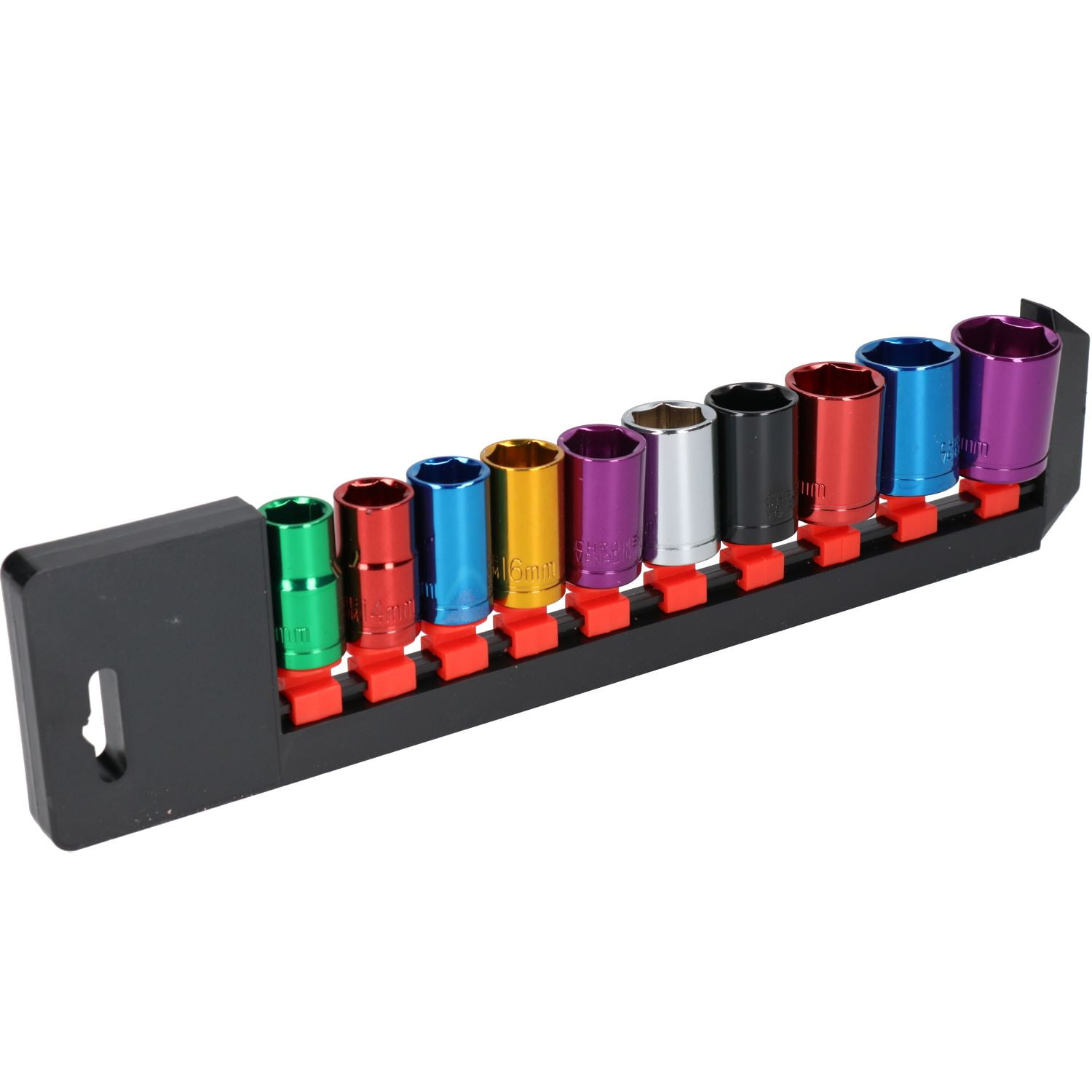 Metric 1/2" Drive Shallow Colour Coded Sockets 6 Sided 13mm – 24mm 10pc ...