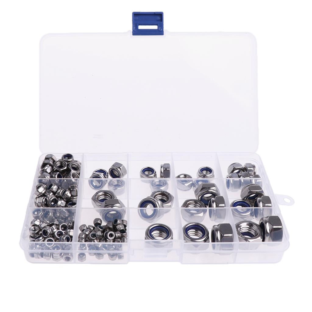Metric 304 Stainless Steel Nylon Lock Nuts Assortment 4 M5 M6 10 ...