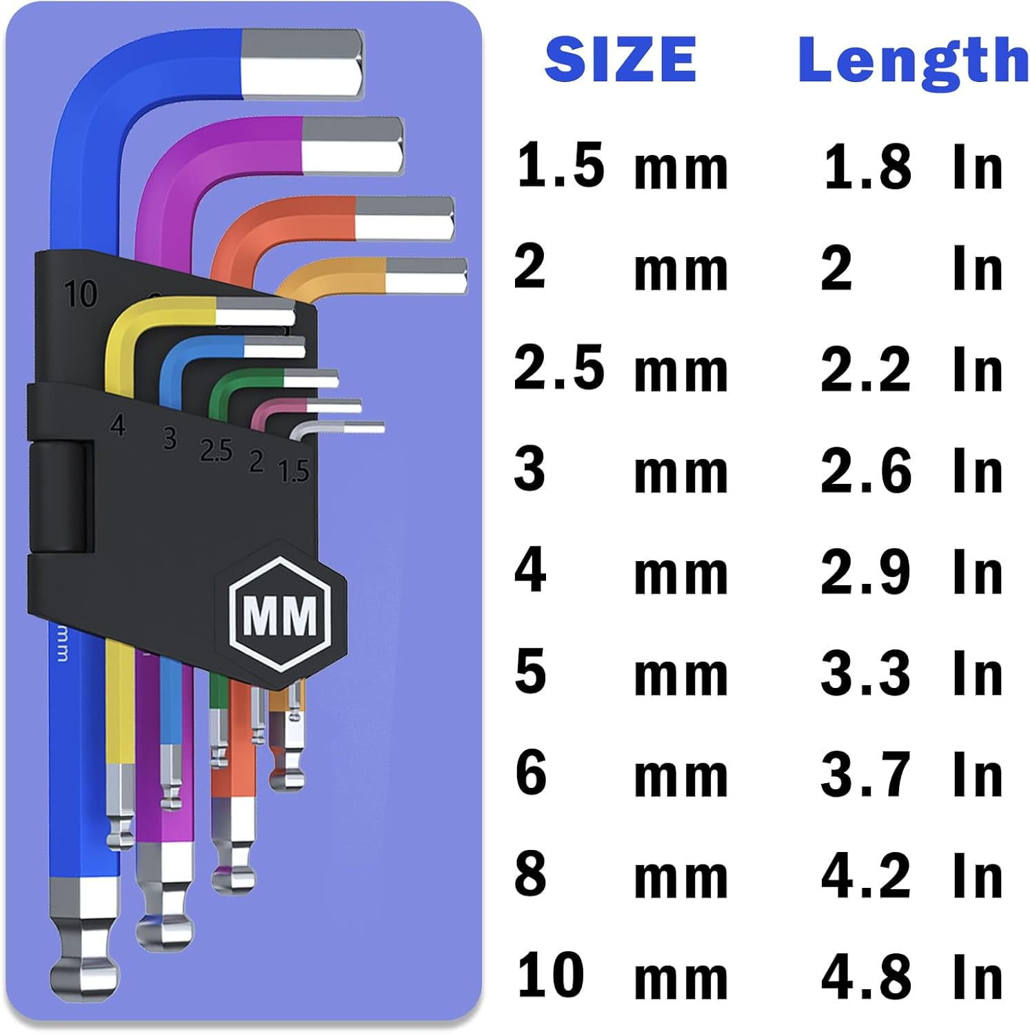 Metric Allen Wrenches Set Short Arm Ball End Hex Key Set Steel Allen Keys 1 - Walmart.com