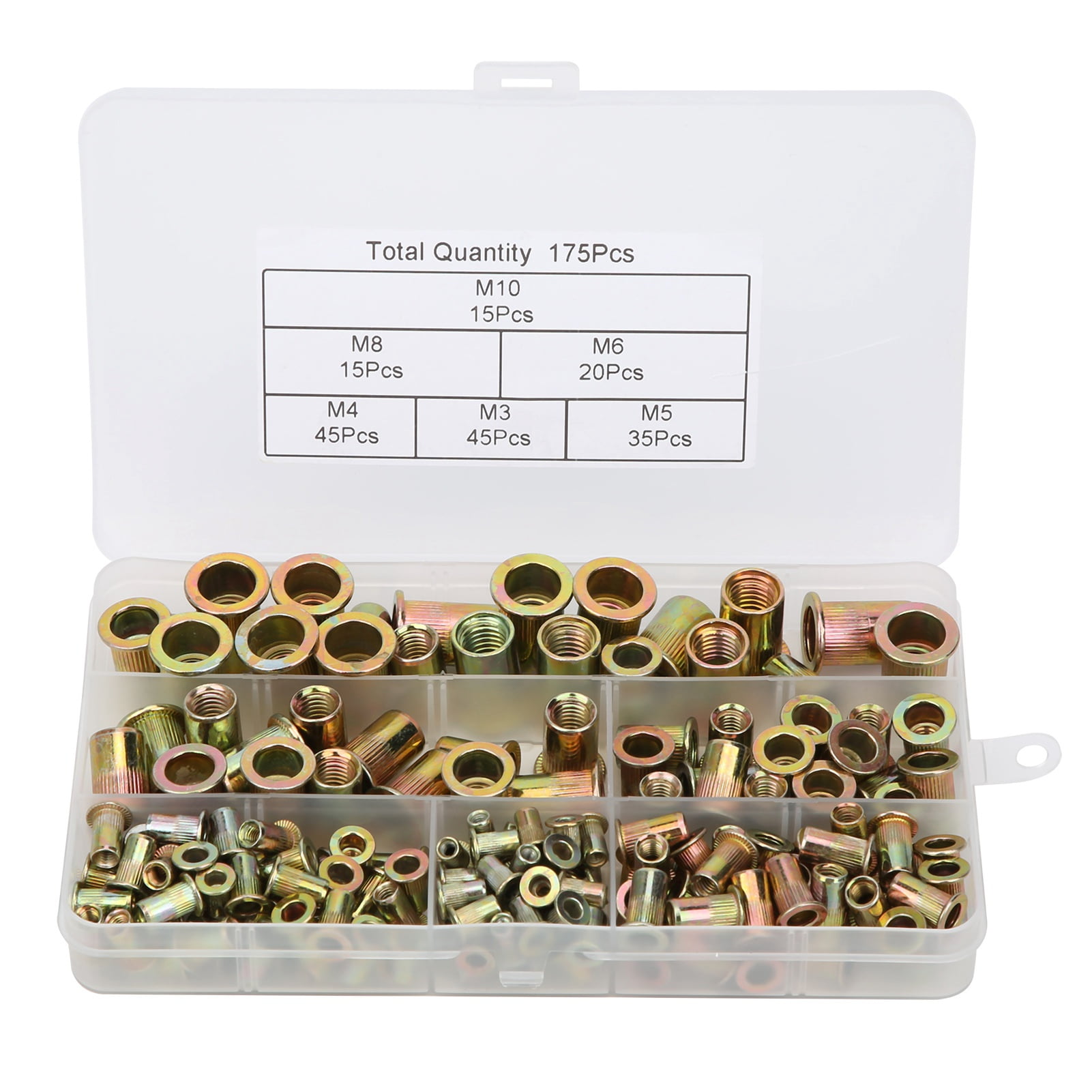 Metric British System Rivet Nut Set, 175-Piece Combination Pack with ...