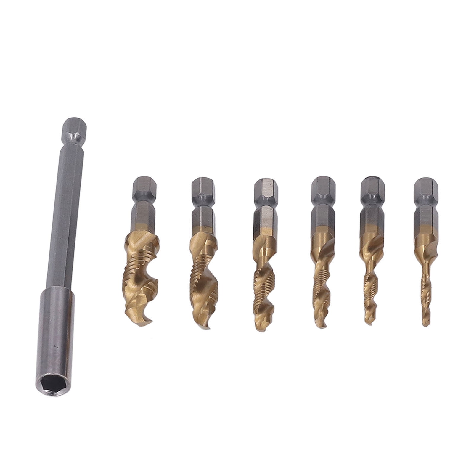 Metric Drill Tap Set, Combined Bit, Hex Shank, Spiral, M3-M10, for ...