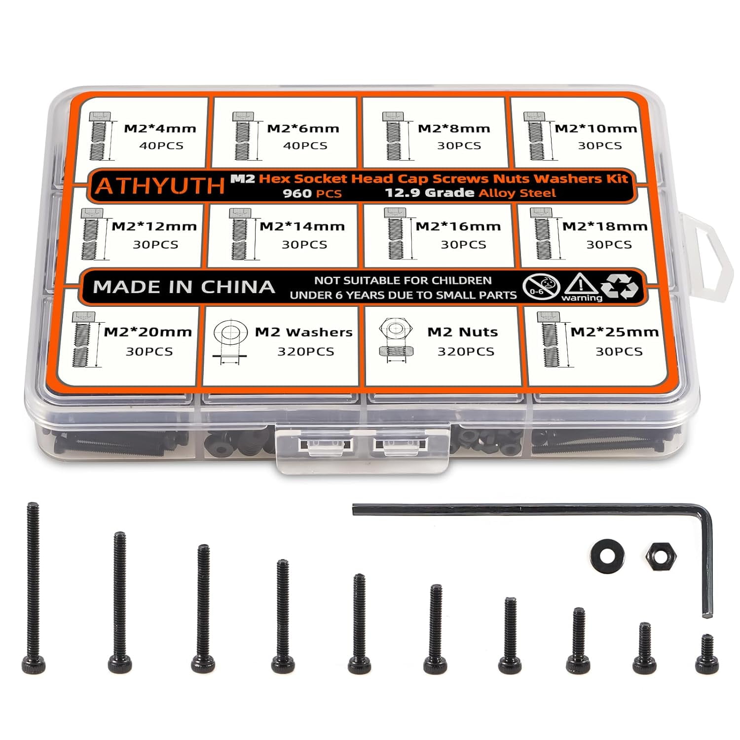 Metric Hex Socket Head Cap Screws Assortment Kit, M2 Metric Screws ...