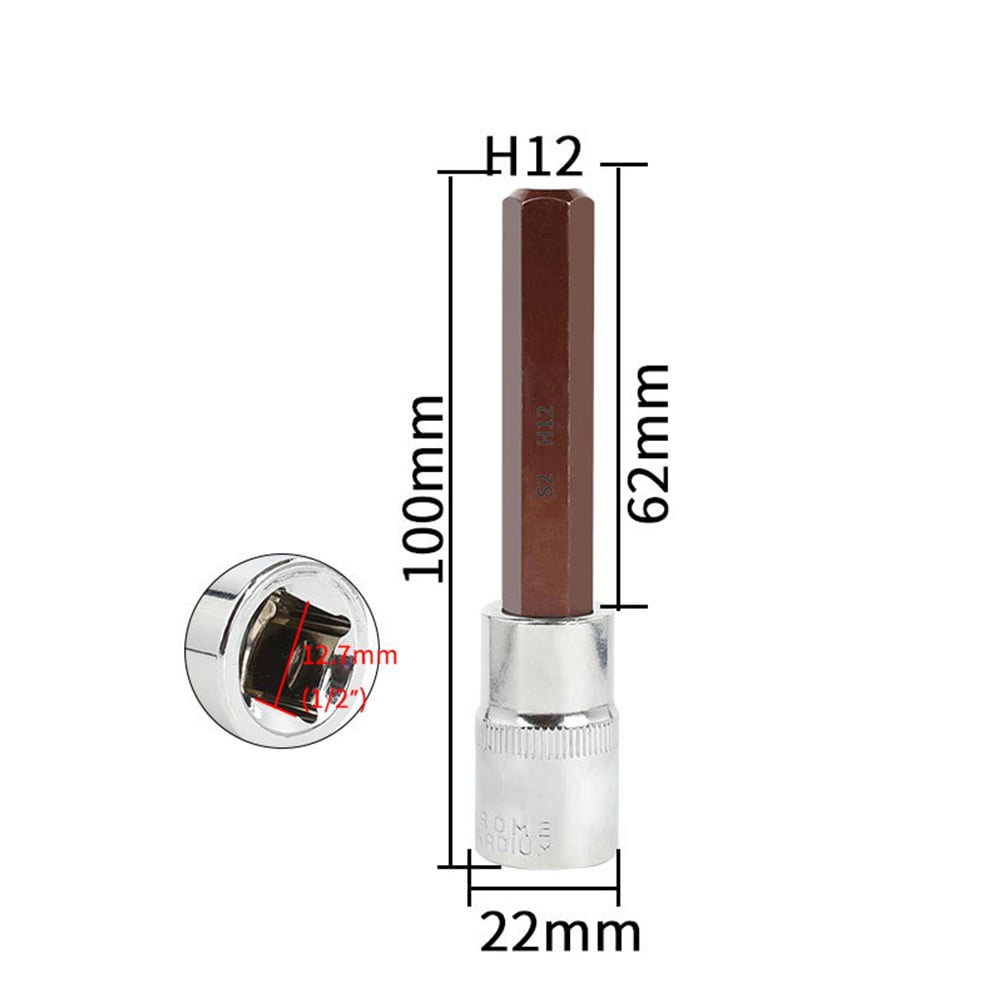 Metric Hexagon Socket Drive 100 mm Long Bit, H4-H17 1/2"Extended S 2 ...