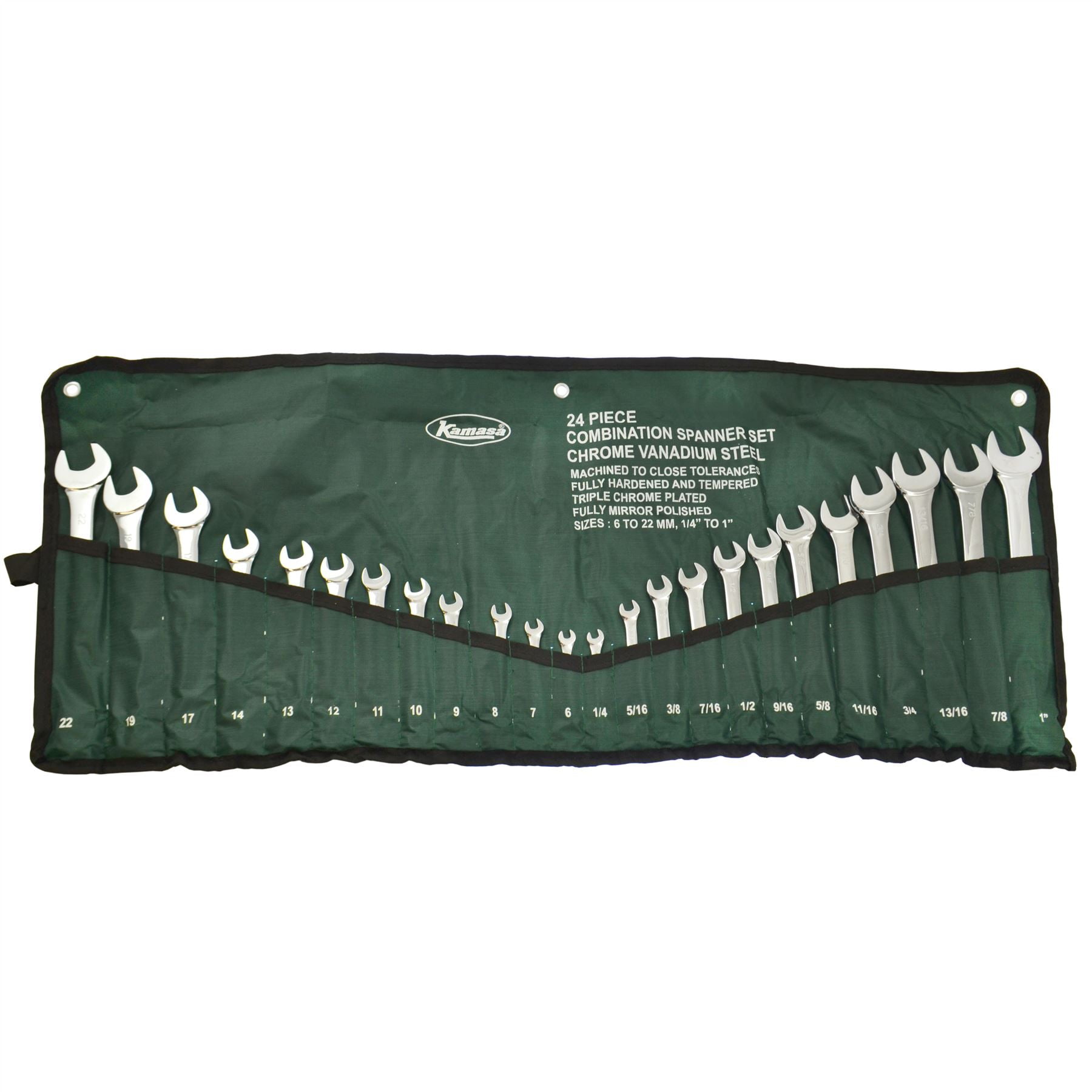 Metric / Imperial combination spanner set 6mm-22mm / 1/4"-1" by Kamasa ...