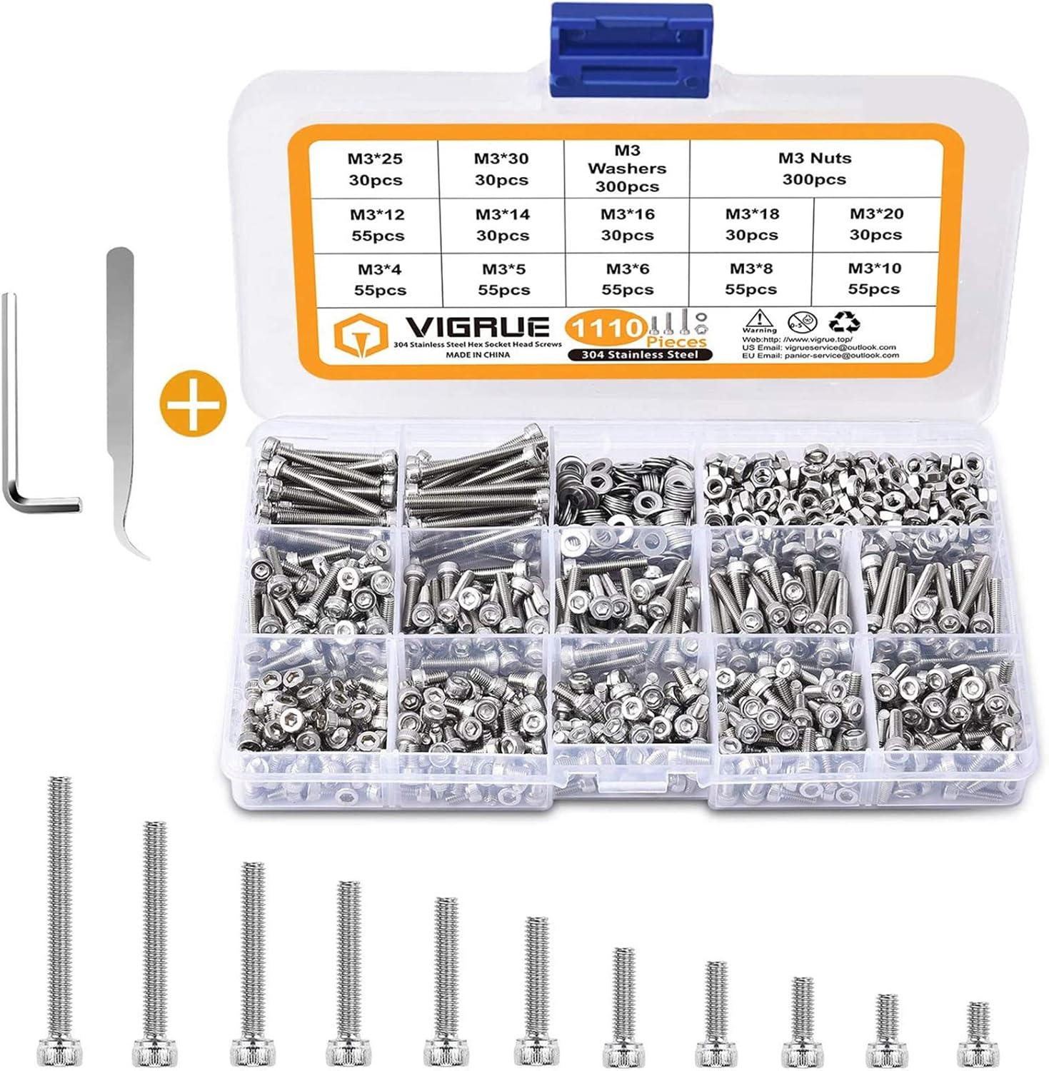 Metric Screw Assortment for Woodworking Tasks, 304 Stainless Steel Hex ...