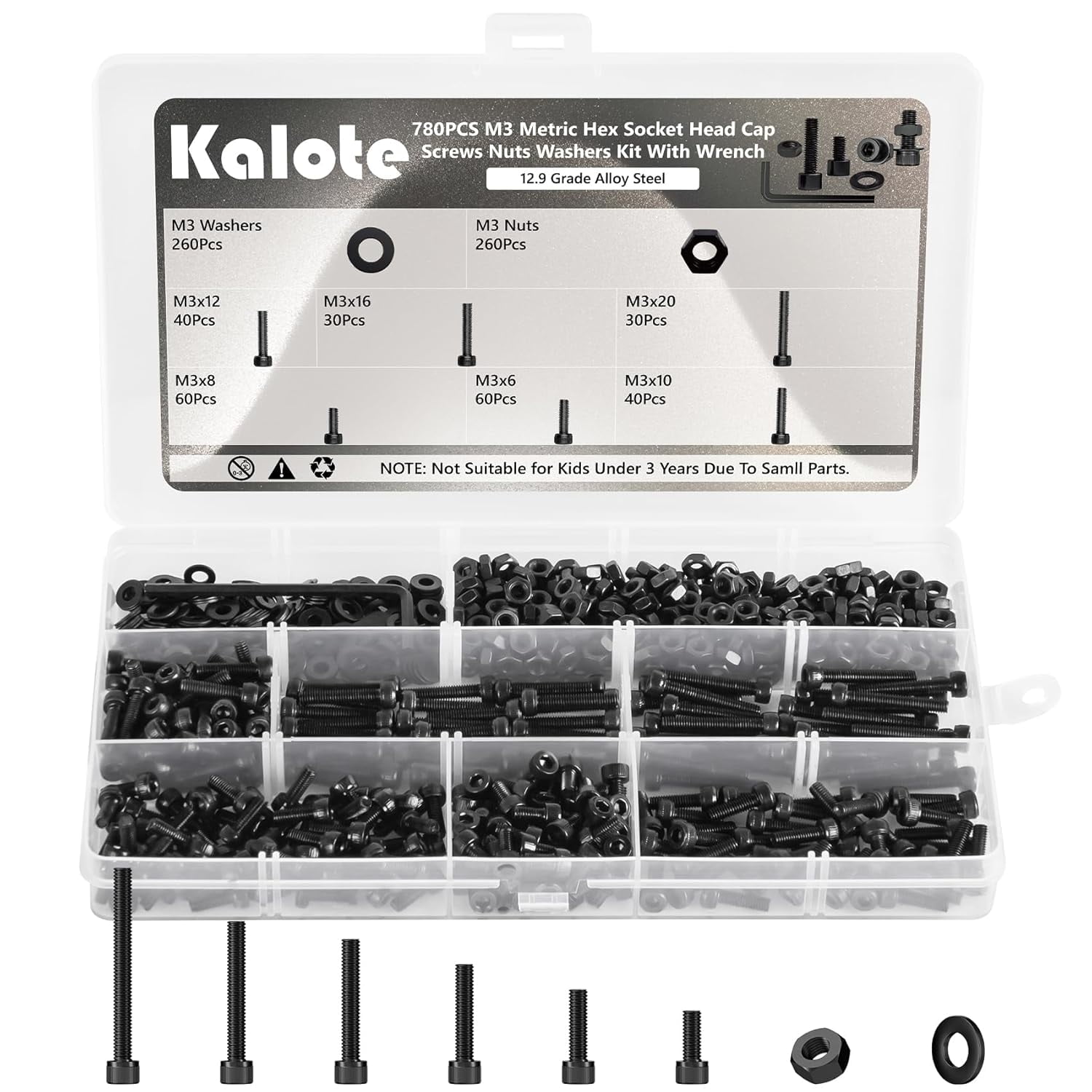 Metric Screws Assortment, 780 Pcs M3 Screw Kit, Suitable for 3D Printer ...