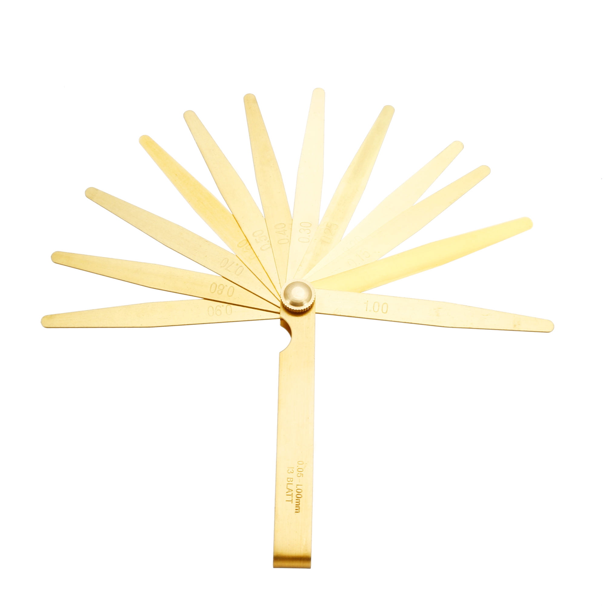 Metric Thickness Feeler Gauge 0.05-1.00mm 13 Blades Brass Measuring ...