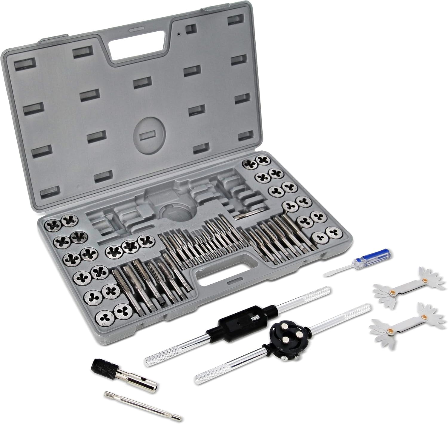 Metric and SAE Standard Tap and 60-Piece Rethread Set Rethreading Kit ...
